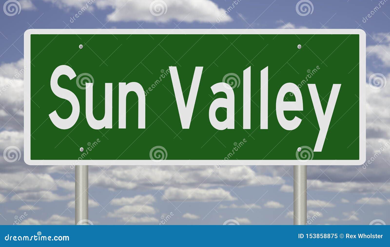 Highway Sign for Sun Valley Stock Illustration - Illustration of city ...