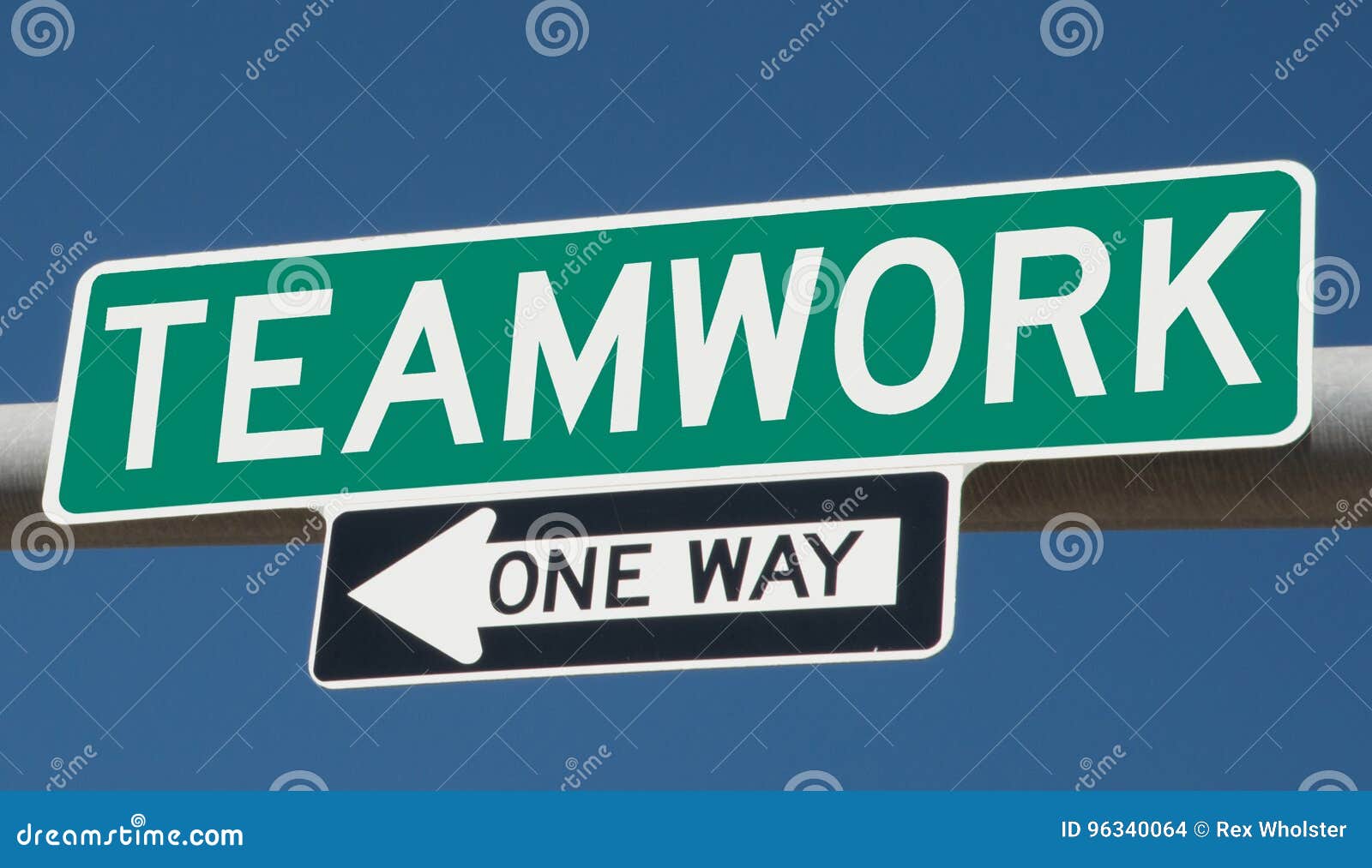 Highway Sign with TEAMWORK and ONE WAY Stock Illustration ...