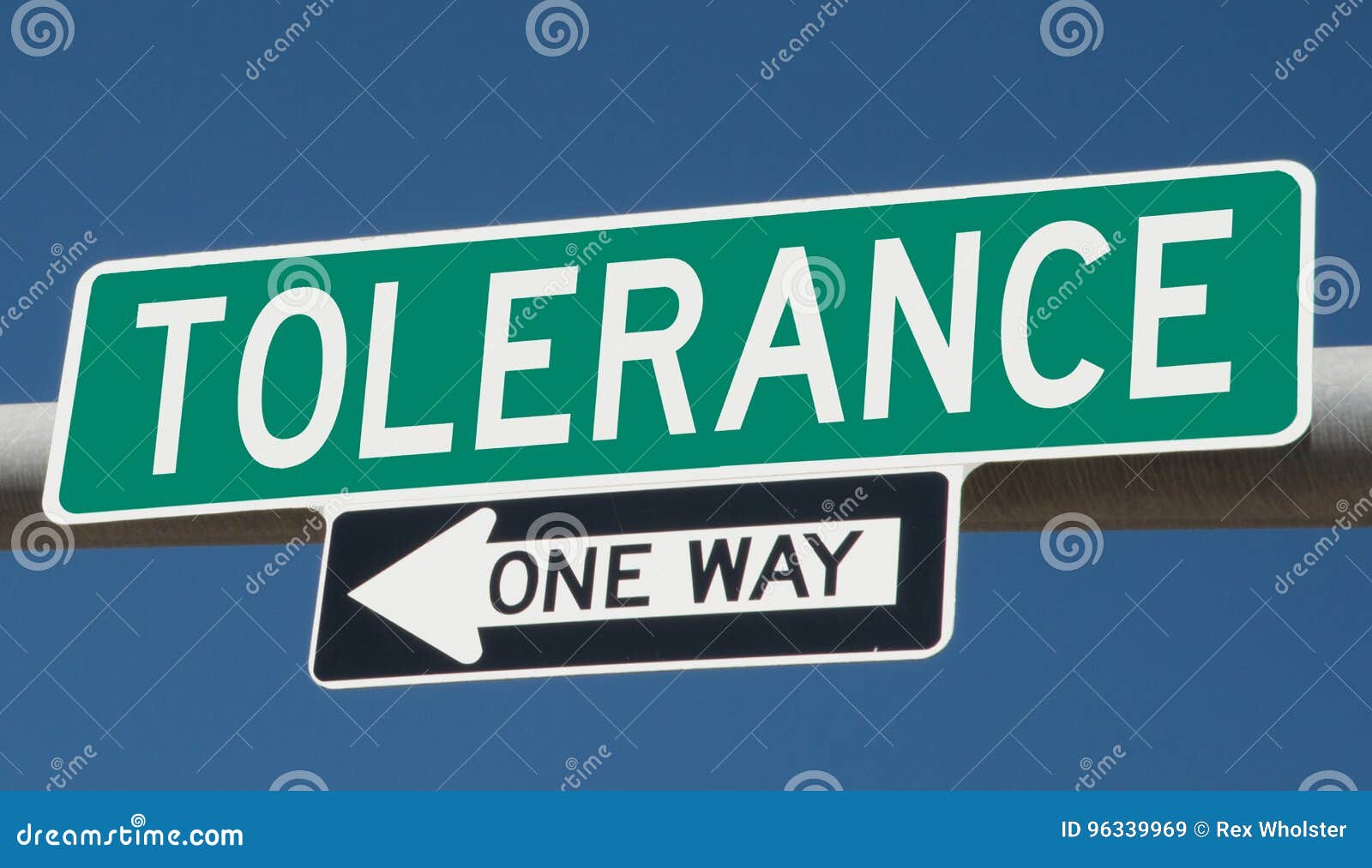 Highway Sign with TOLERANCE and ONE WAY Stock Illustration ...