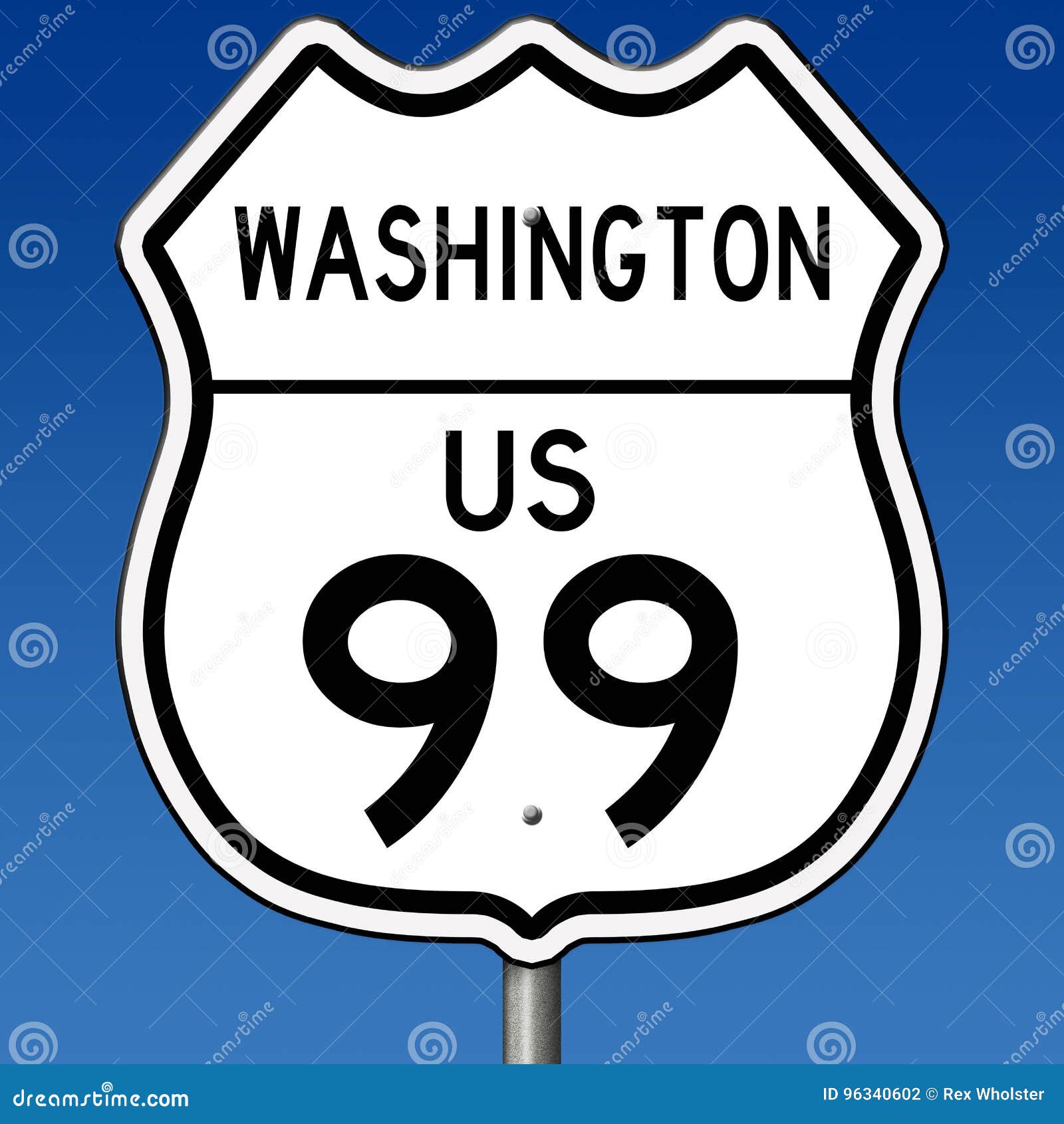 Highway Sign for Washington Route 99 Stock Illustration - Illustration ...