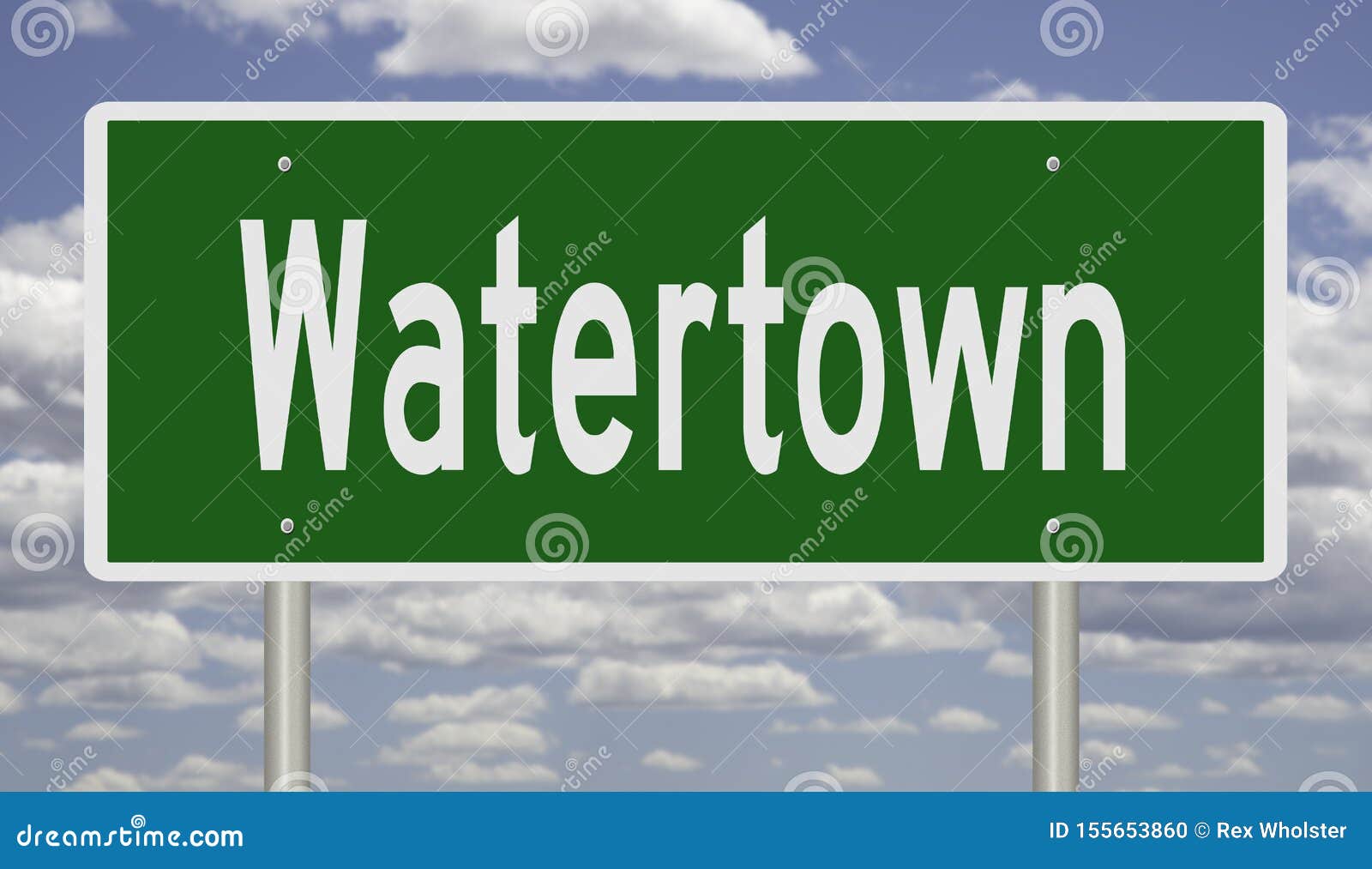 Highway sign for Watertown stock illustration. Illustration of highway ...
