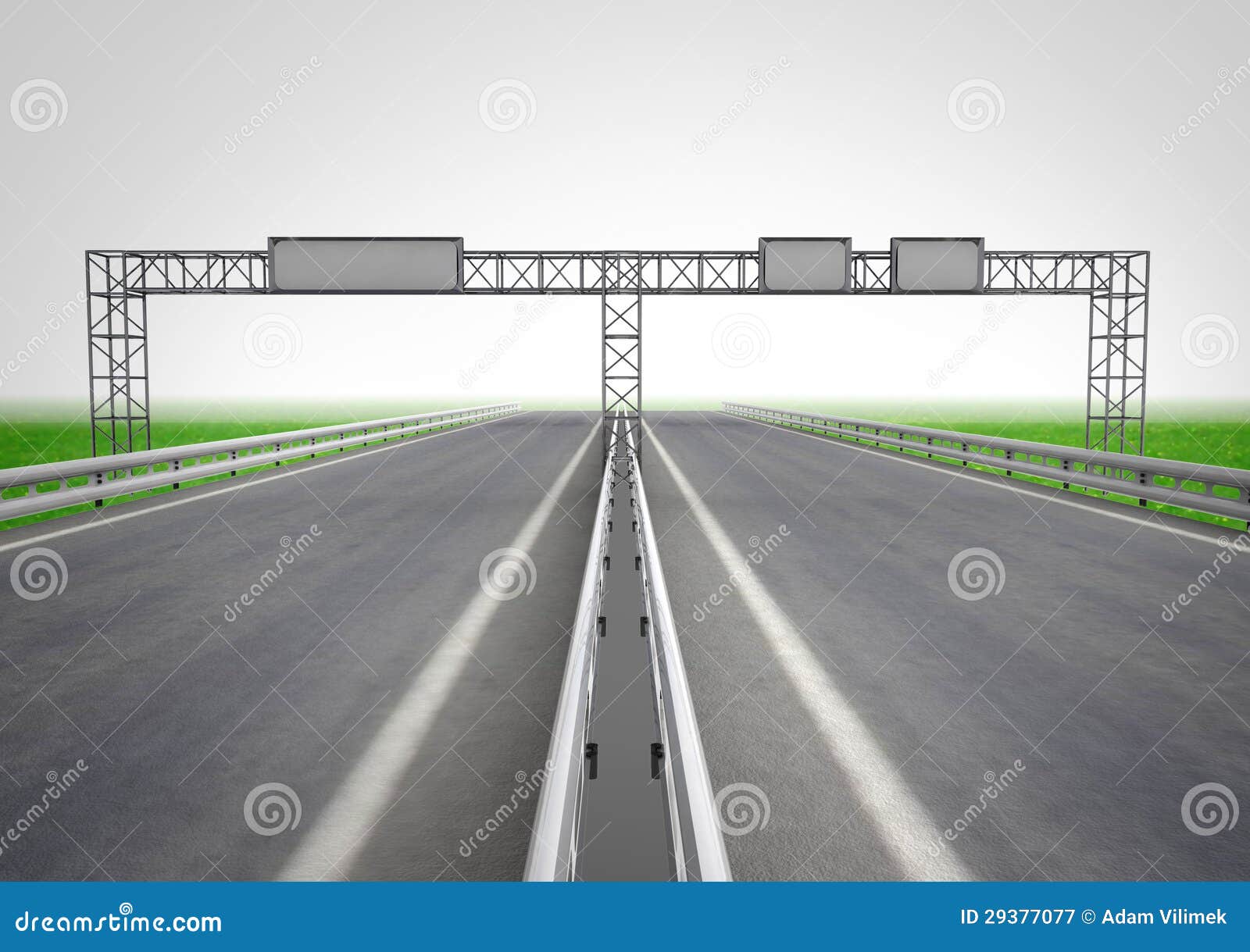 Highway with Signpost on Construction Concept Stock Illustration ...