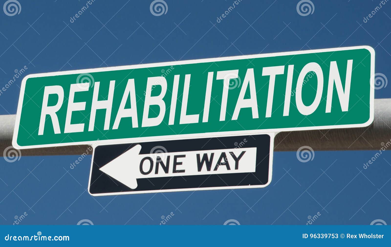Highway Signs for REHABILITATION and ONE WAY Stock Illustration ...