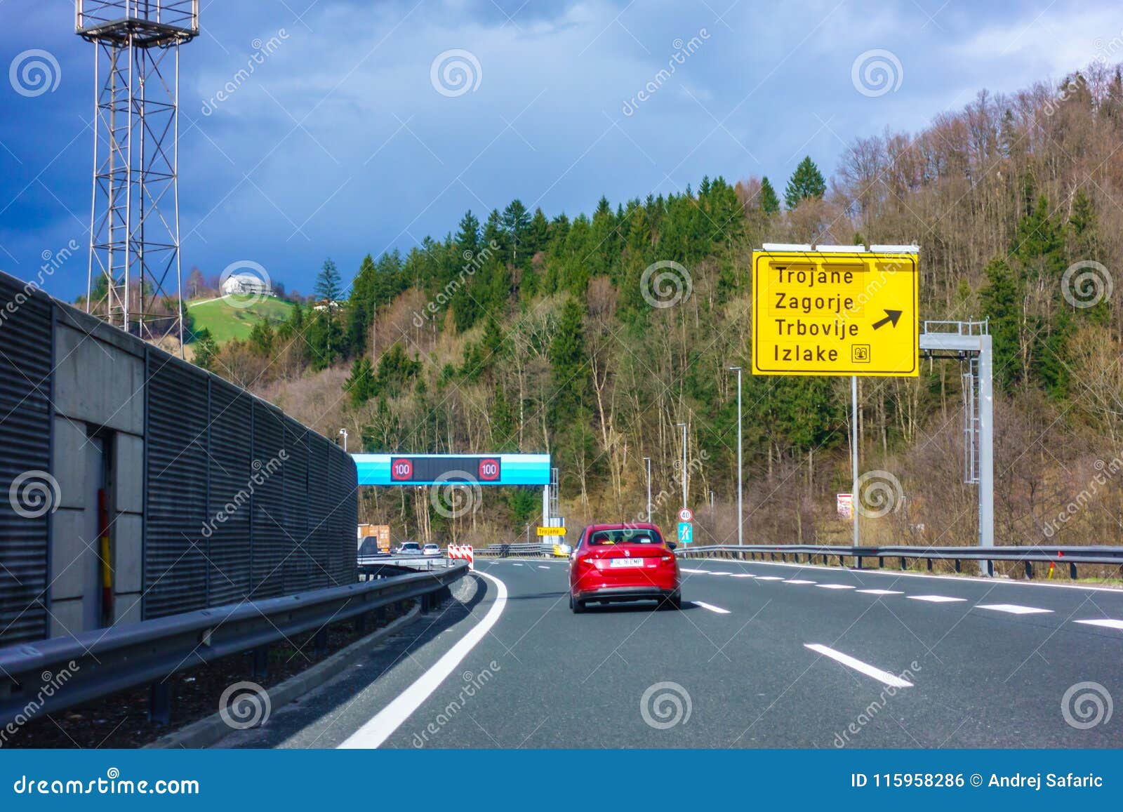 Highway Exit Trojane on the A1 Highway in Slovenia Editorial Photo ...