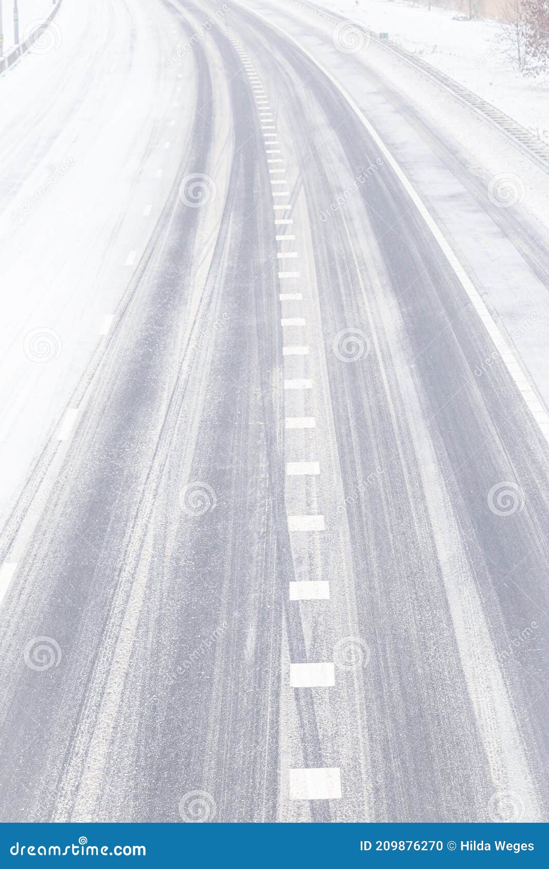Highway in the snow stock photo. Image of cold, nature - 209876270