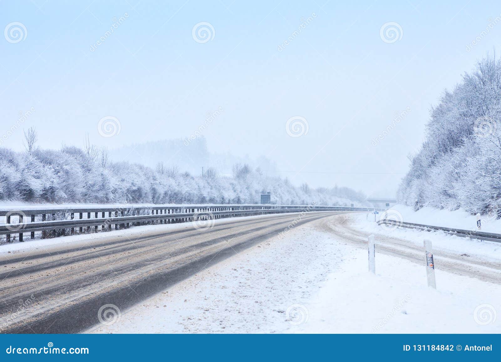 Highway during a Snowfall in Winter, Bavaria, Germany Stock Photo ...