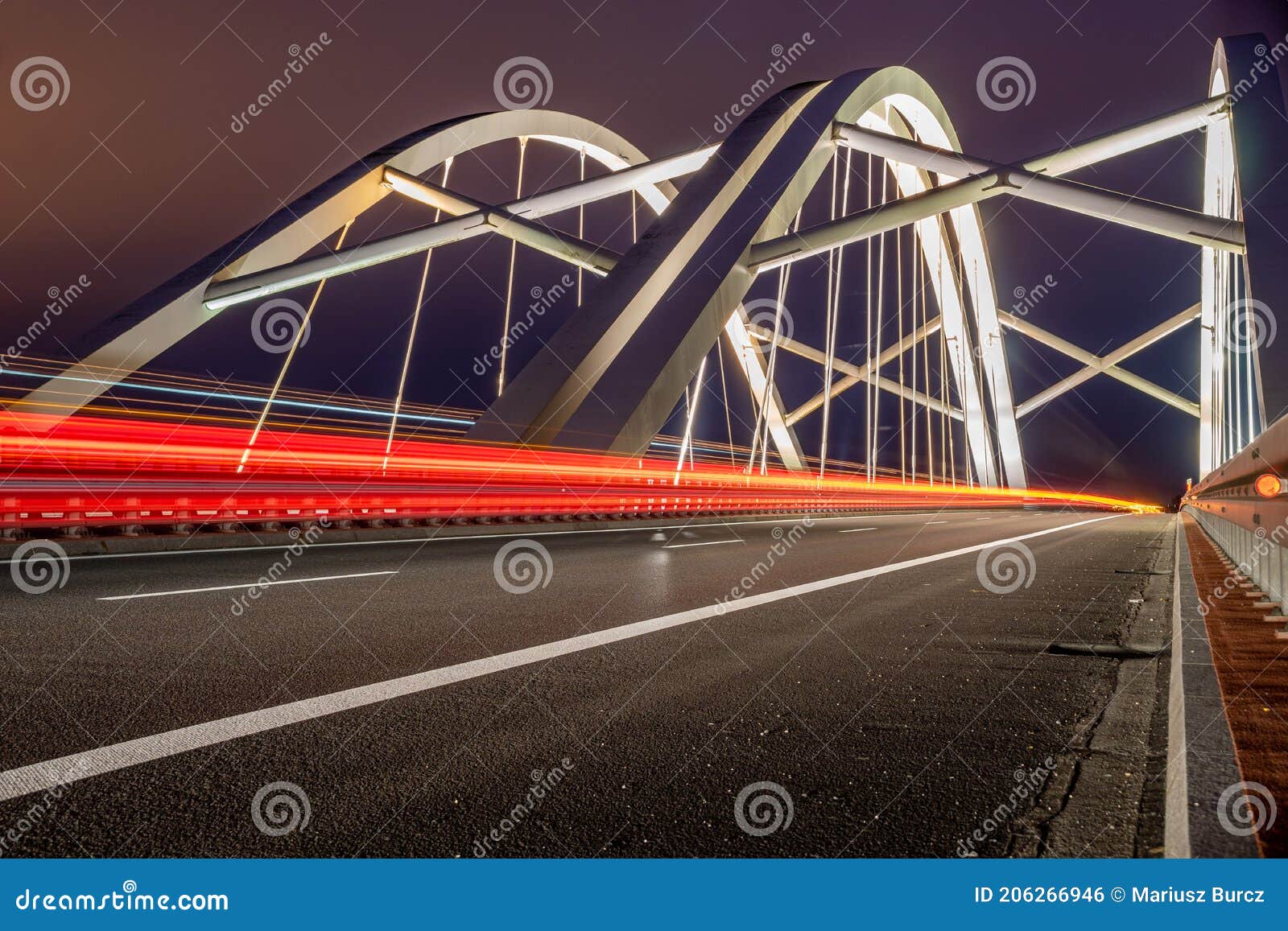 Highway Speed Traffic. Light Trails Effect at Night Stock Photo - Image ...