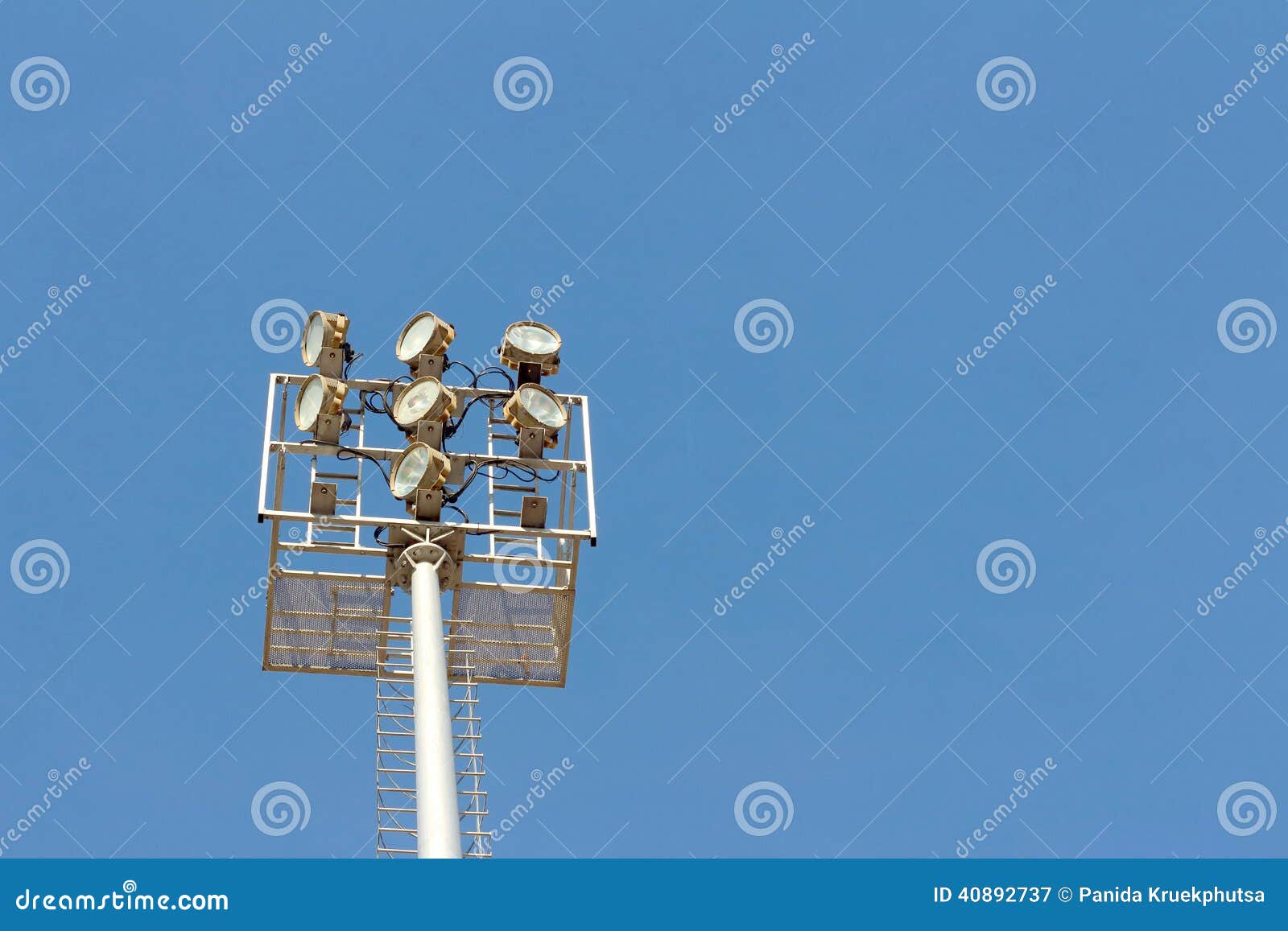 Highway Spotlight with Blue Sky Background Stock Image - Image of ...