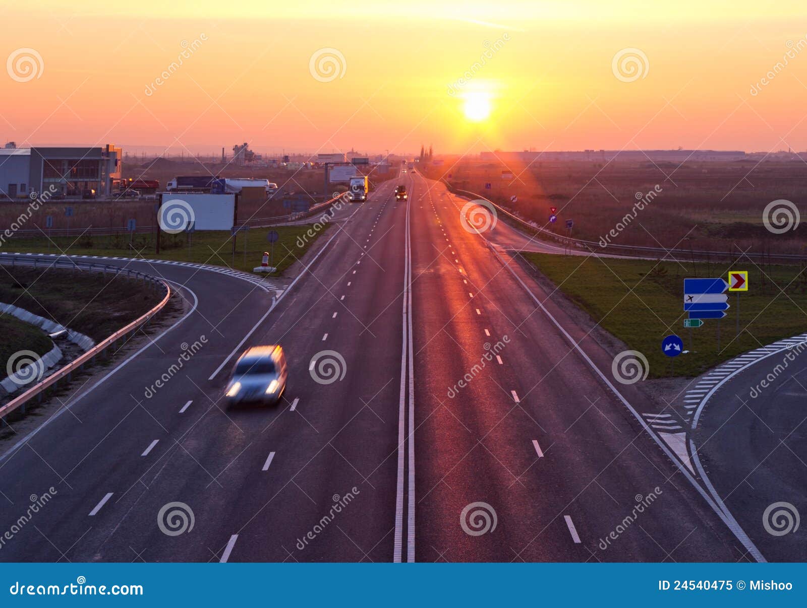 Highway at sunrise stock image. Image of line, road, asphalt - 24540475