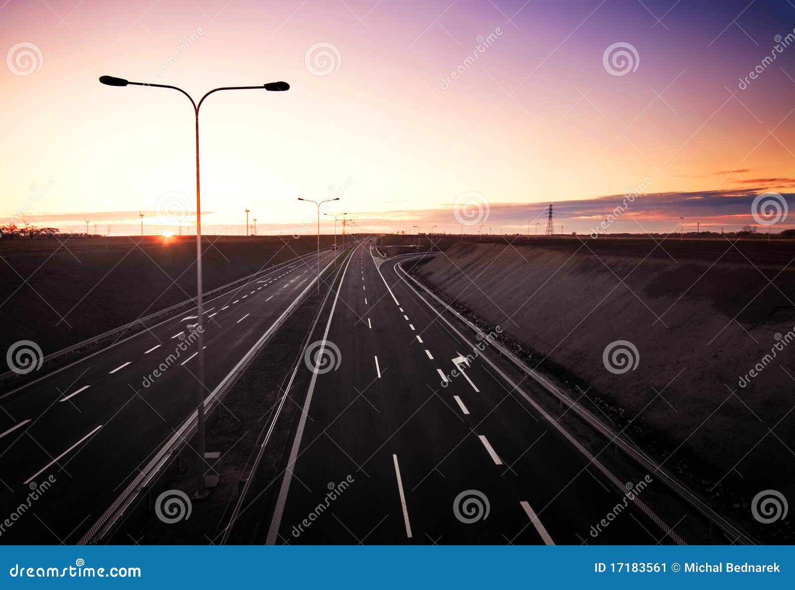 Highway at sunset stock image. Image of business, fast - 17183561