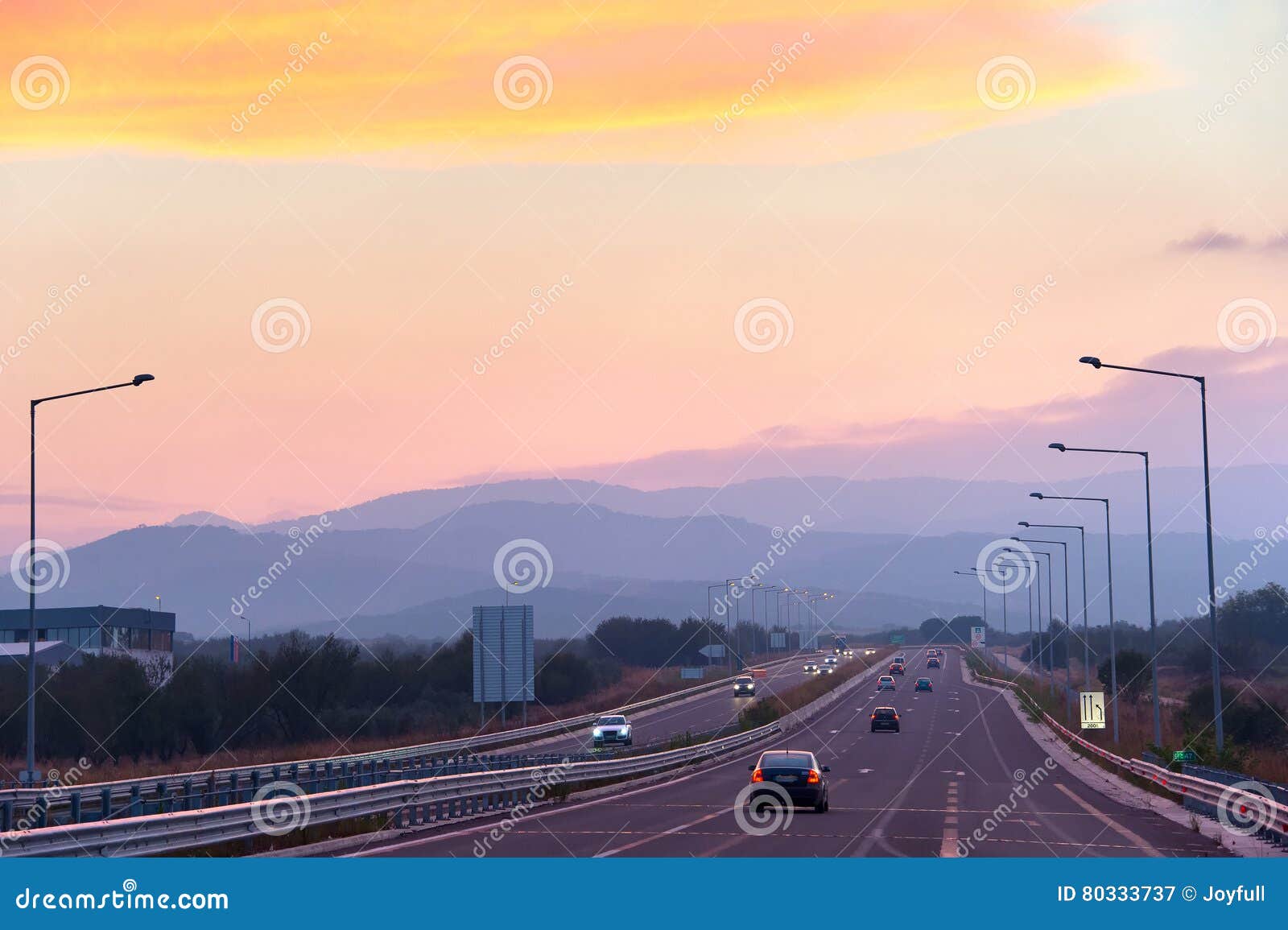 Highway at sunset stock image. Image of journey, majestic - 80333737
