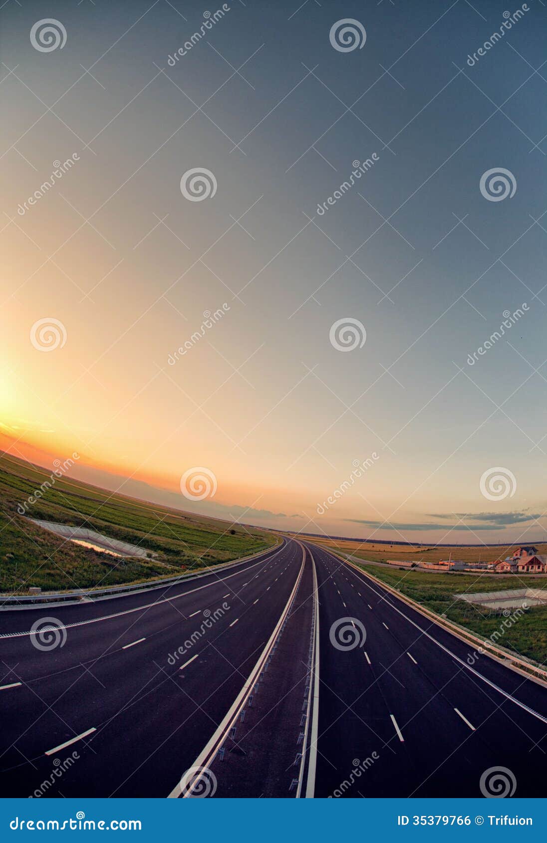 HIGHWAY at SUNSET stock photo. Image of lane, artery - 35379766