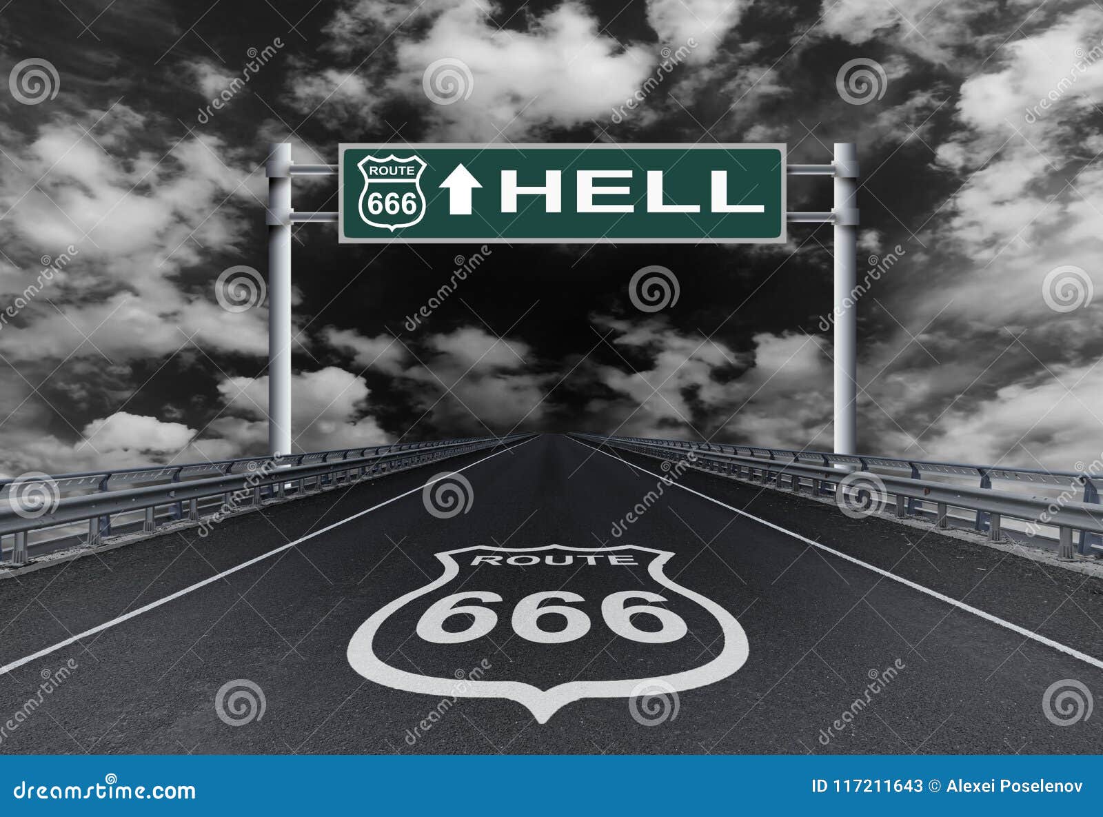 Highway with a Text Hell on the Road Sign Stock Image - Image of ...