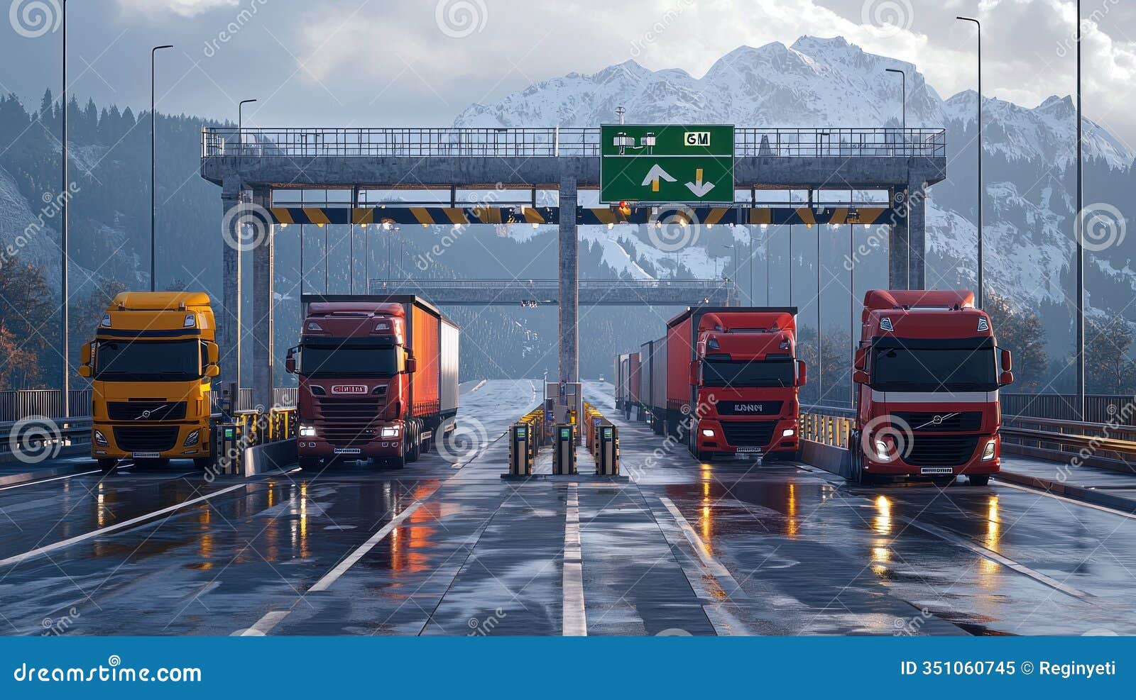 Highway Toll Gate. Car City Transport Road Flat Cartoon Illustration ...