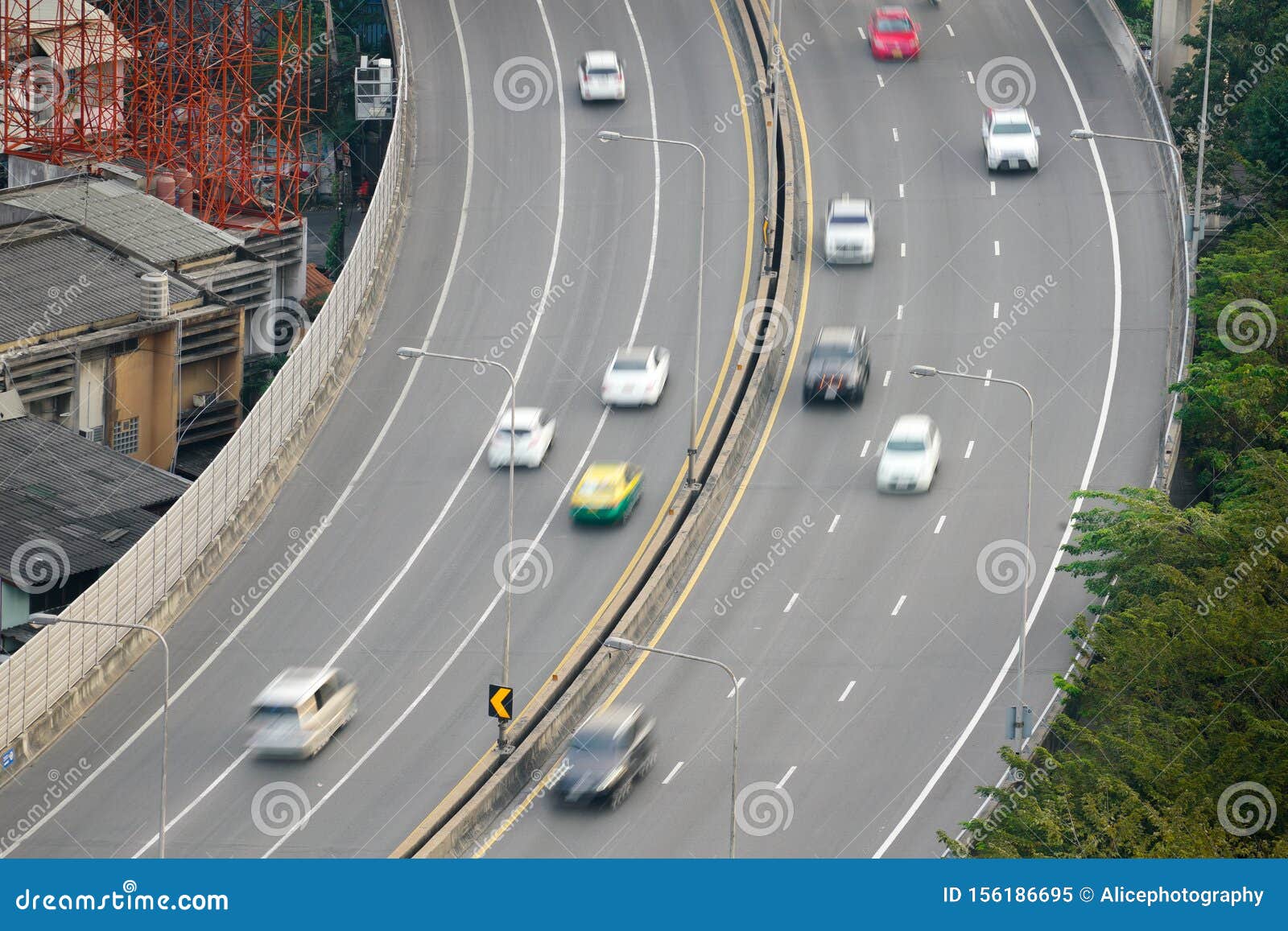 Highway from Top View in Rush Hour, Bangkok Stock Image - Image of blur ...