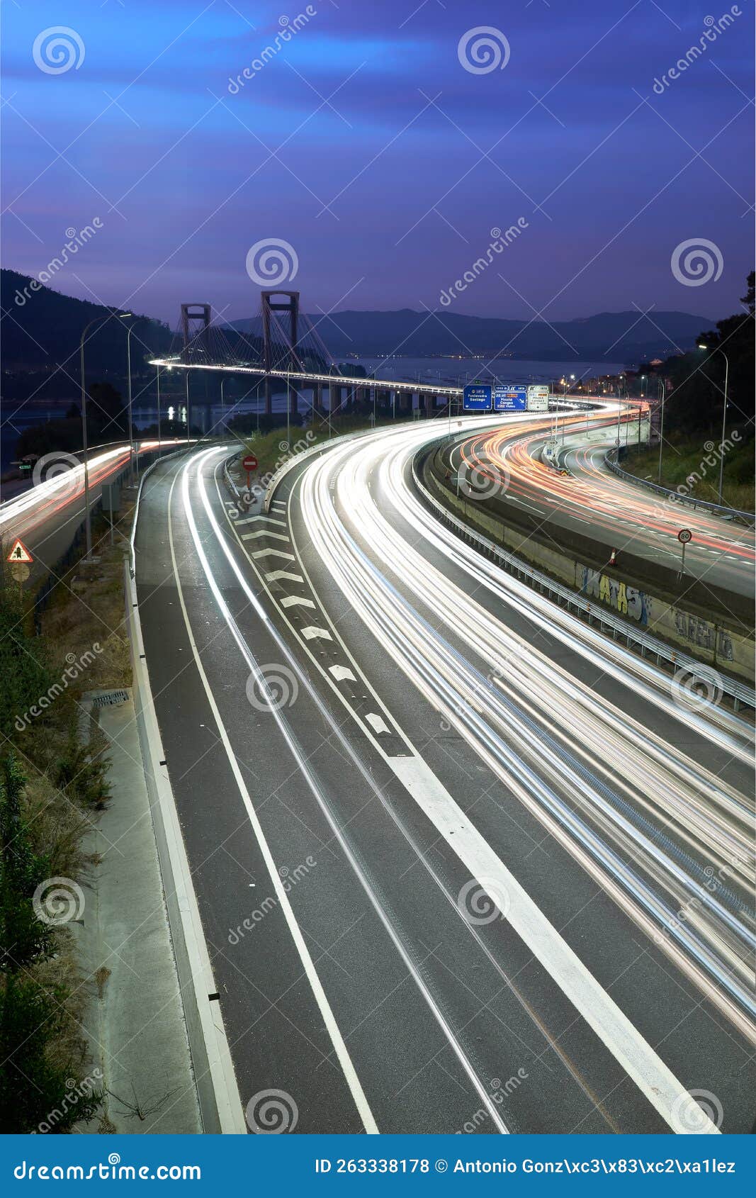 Traffic Flows Along A Busy Road Illuminated By Innovative Smart Road ...