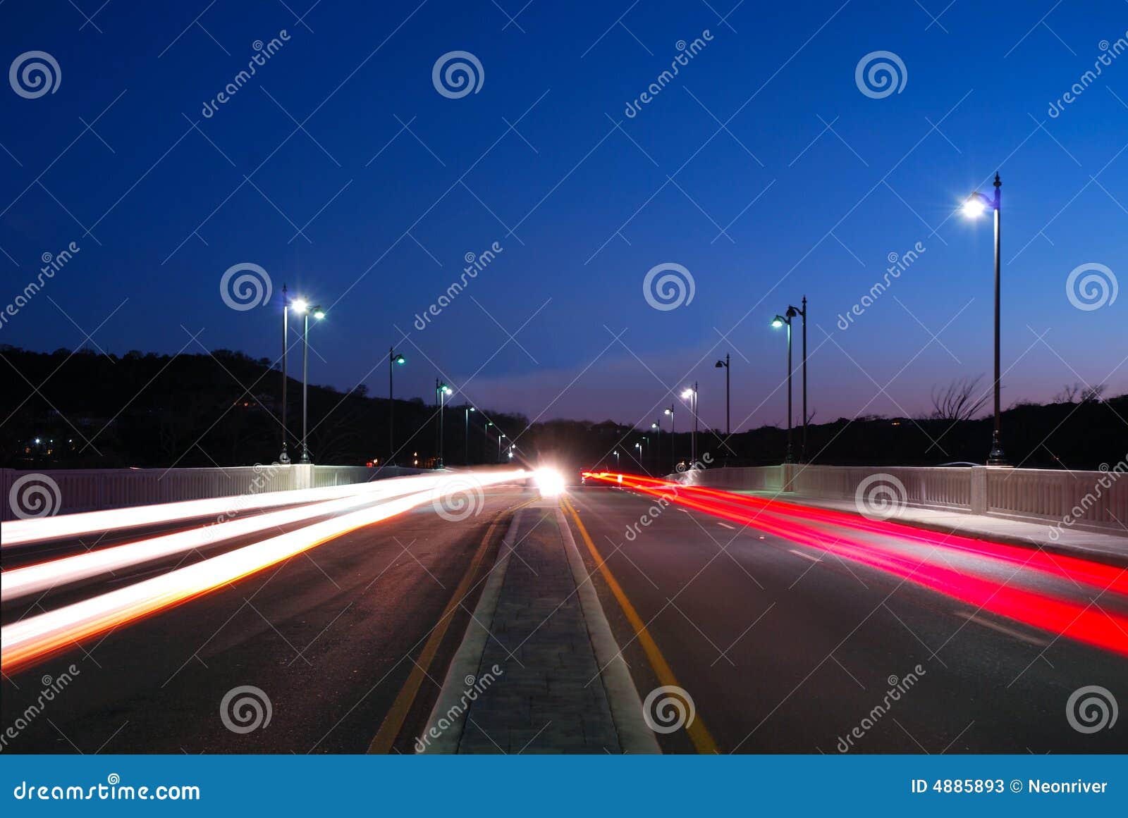 Highway traffic at night stock image. Image of roadway - 4885893
