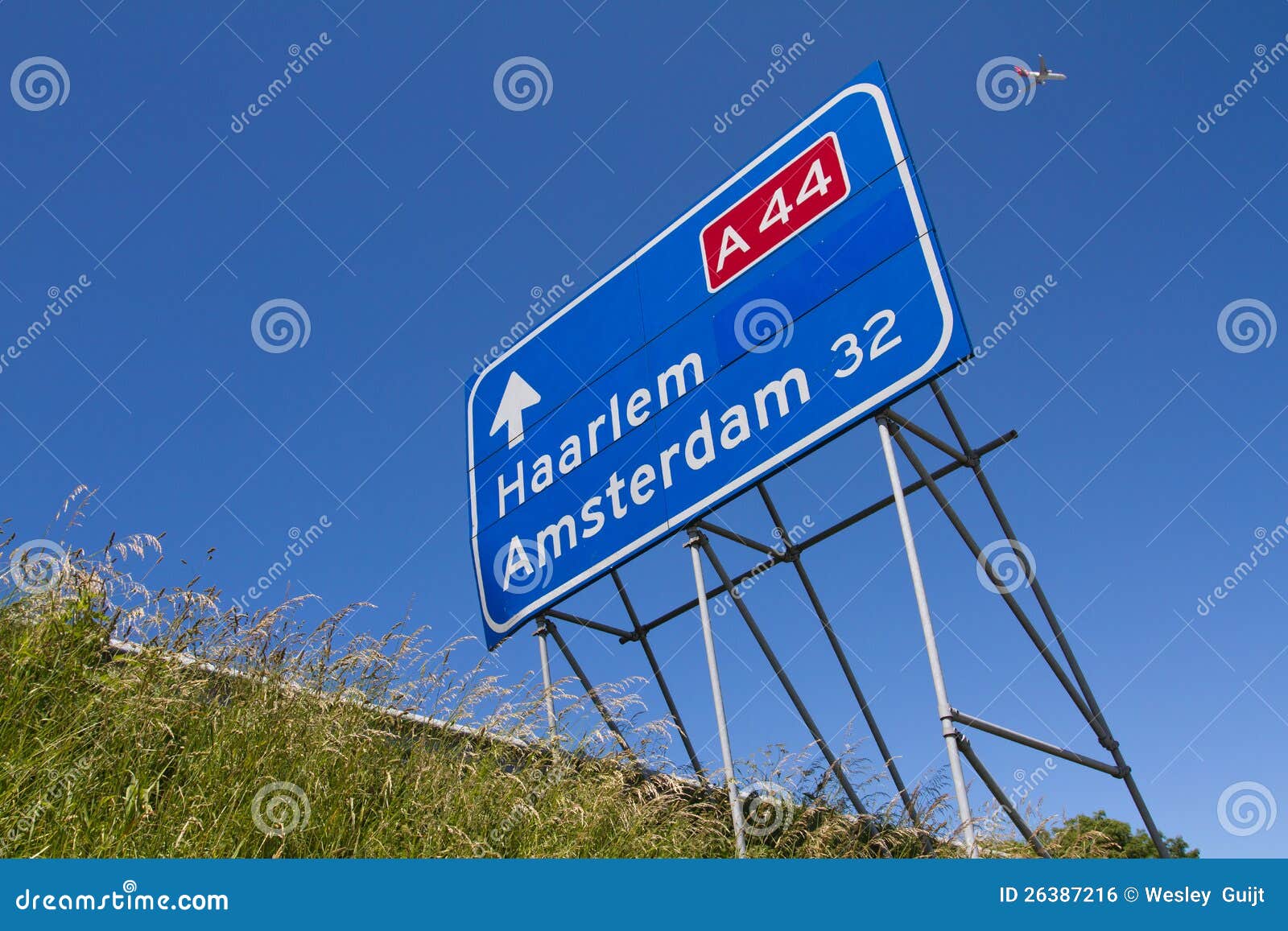Highway Traffic Sign with Aircraft Stock Photo - Image of vehicle ...