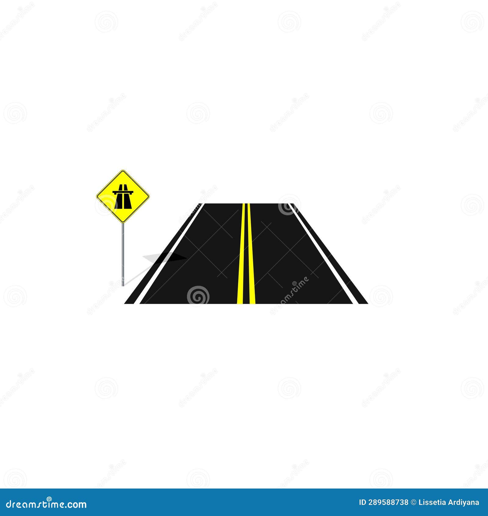 Highway Traffic Sign on Road Vector Graphics Stock Vector ...
