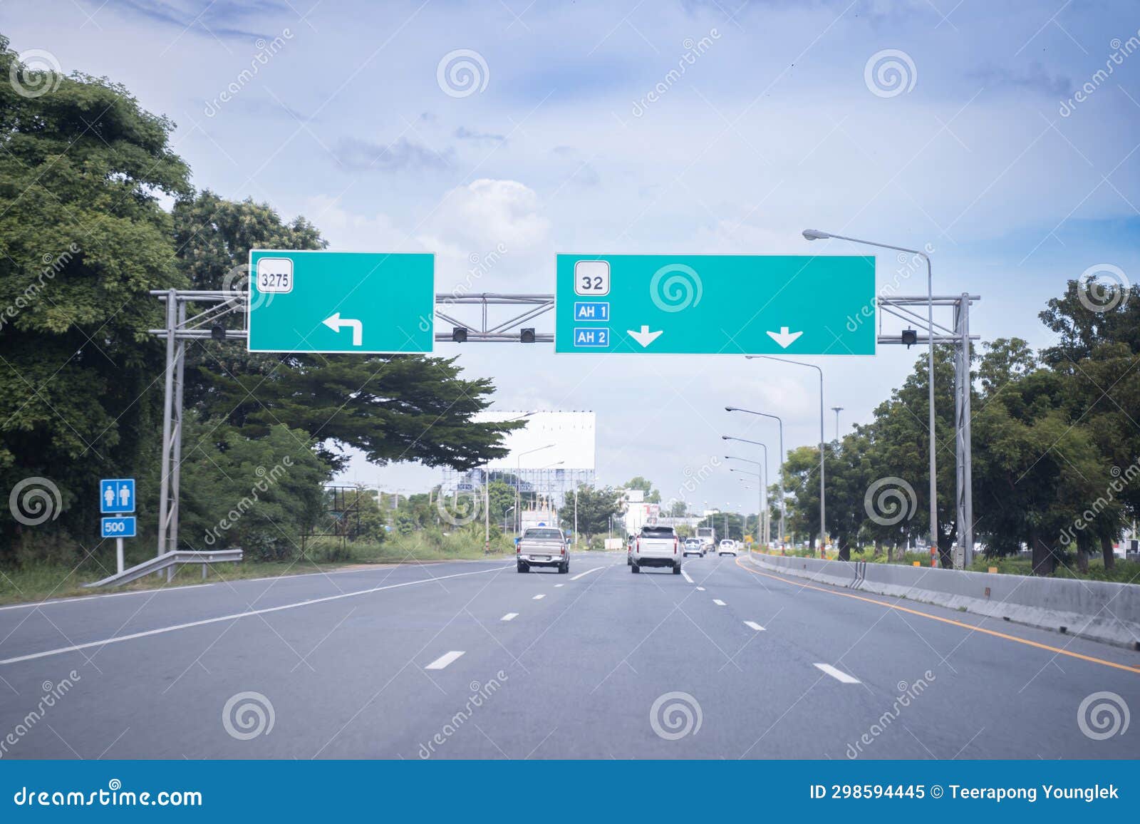 Highway with Traffic Signs with Road Signs ,Road Trip Concept Editorial ...