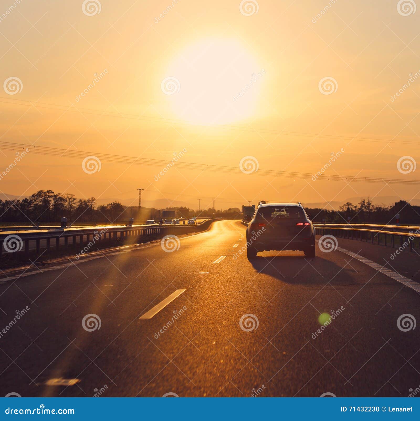 Highway traffic in sunset stock photo. Image of abstract - 71432230