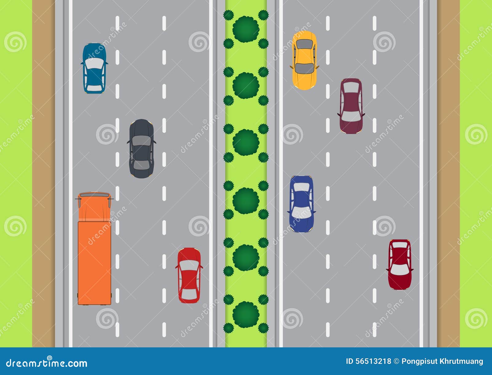 Highway Traffic View from Top Stock Vector - Illustration of aerial ...