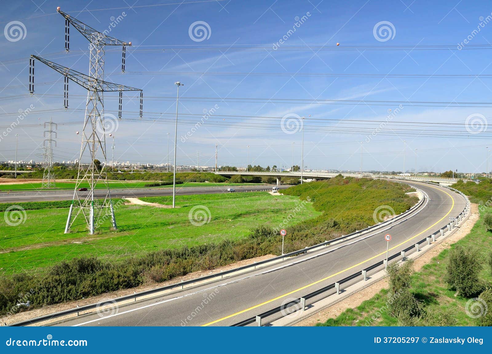 Highway turn. stock image. Image of clouds, perspective - 37205297