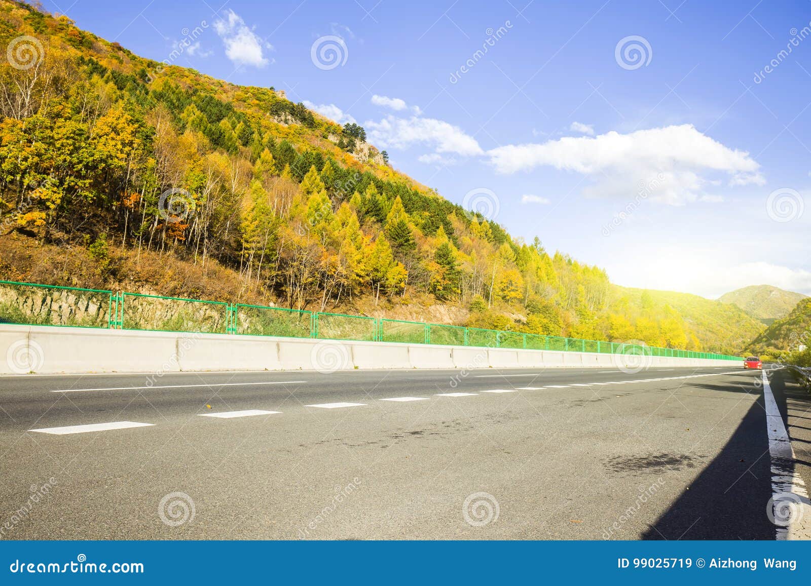 In Autumn, Highway Landscape Stock Image - Image of perspective, forest ...