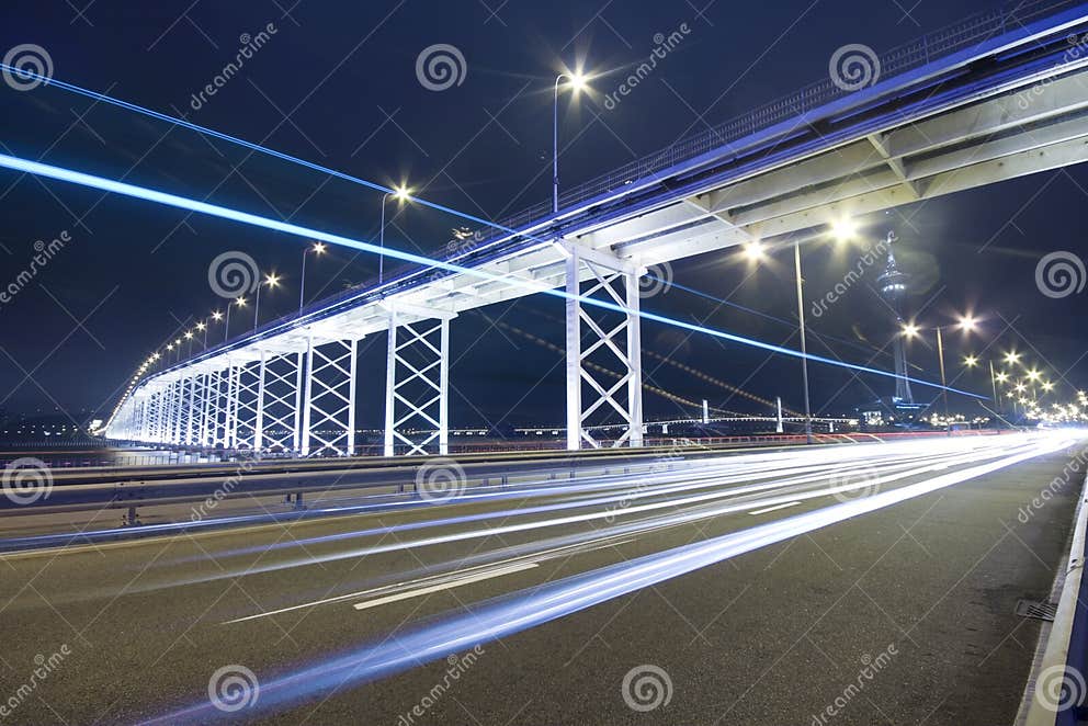 Highway Under the Bridge in Macau Stock Image - Image of glow, movement ...