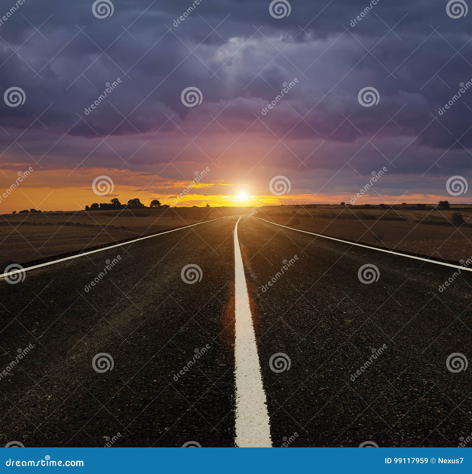 Road to Sunset stock image. Image of rising, perspective - 99117959