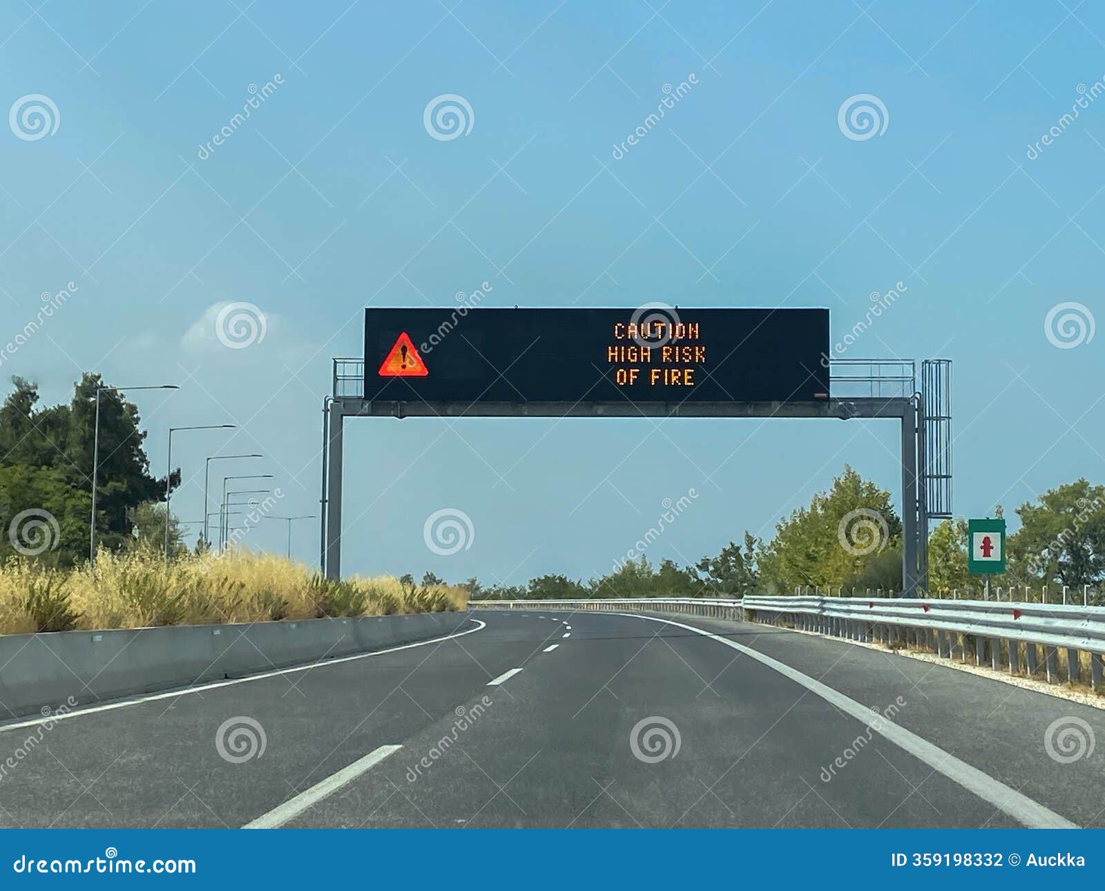 Highway Warning Sign Announcing High Risk of Fire Stock Photo - Image ...