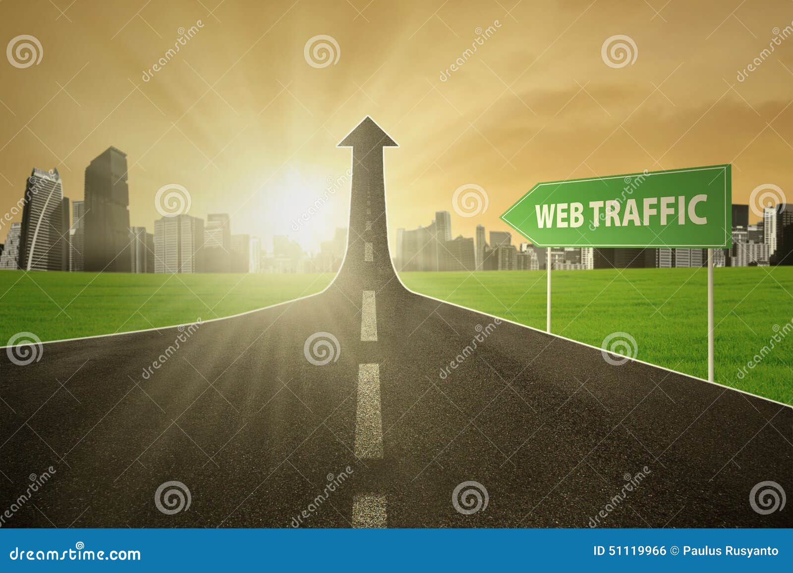 Highway with Web Traffic Text Stock Illustration - Illustration of ...