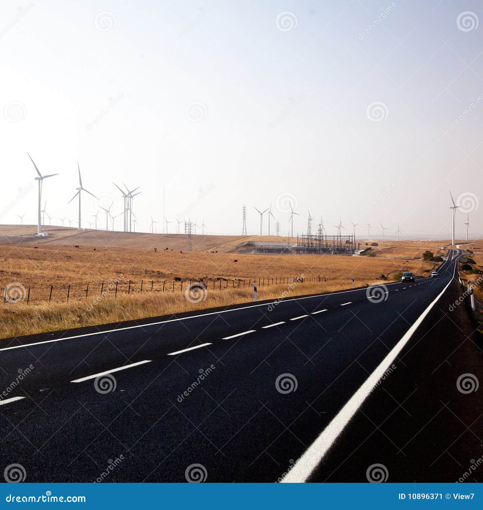 Highway and wind farm stock image. Image of recedes, turbines - 10896371