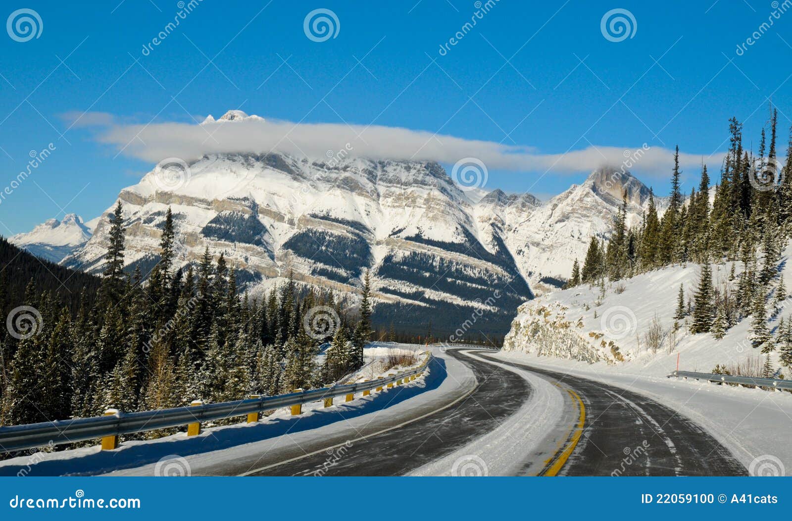 Highway in Winter through Mountains Stock Photo - Image of beautiful ...