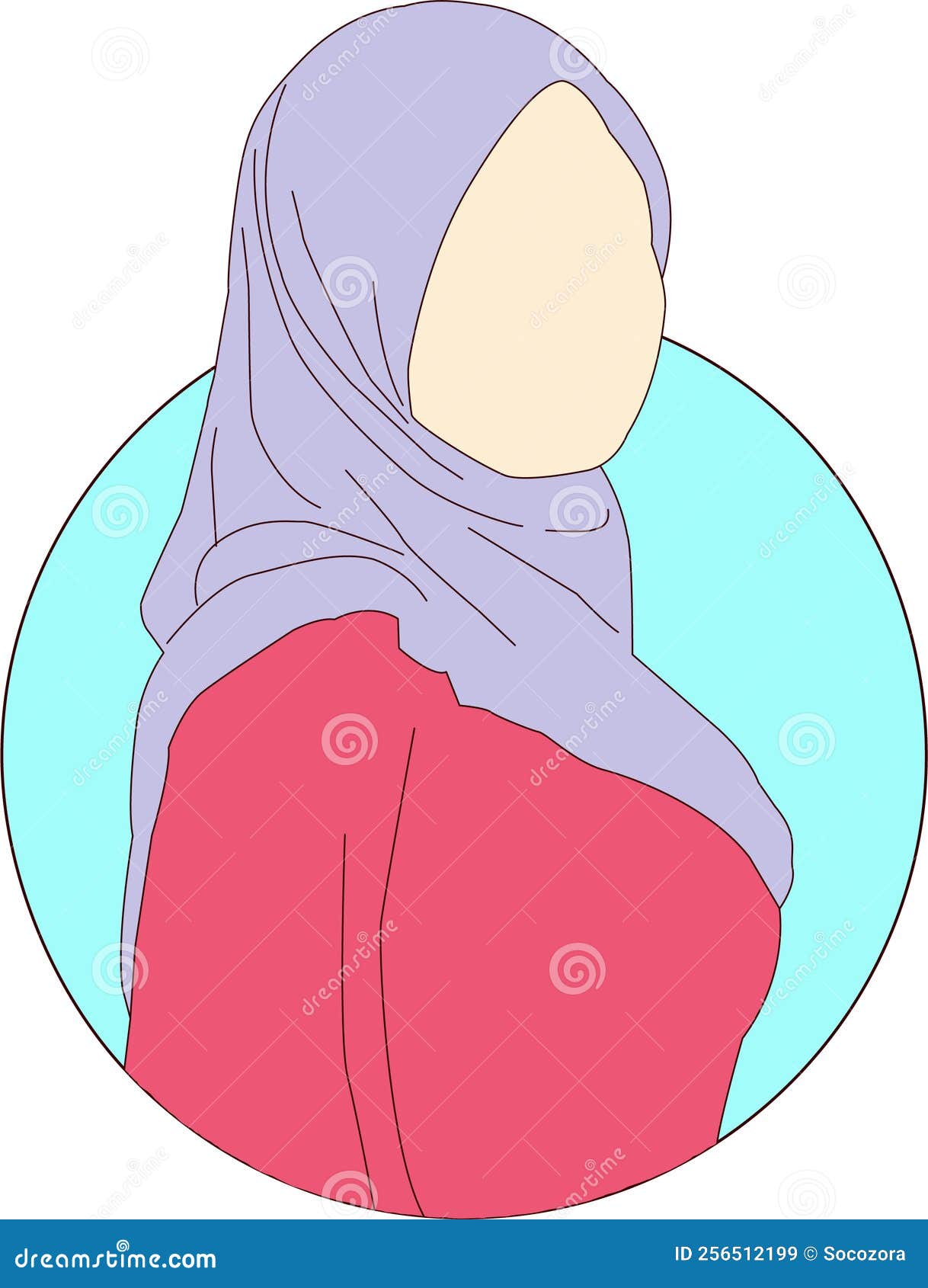 Hijab Flat Vector Illustration 2 Stock Vector - Illustration of face ...