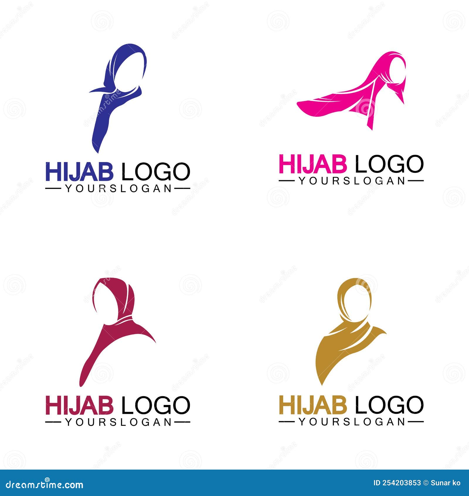 Hijab Logo Design Vector Template Stock Vector - Illustration of head ...