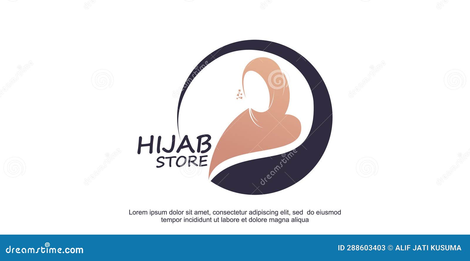 Set Of Hijab Store Logos. Linear Female Portraits With Closed Eyes ...