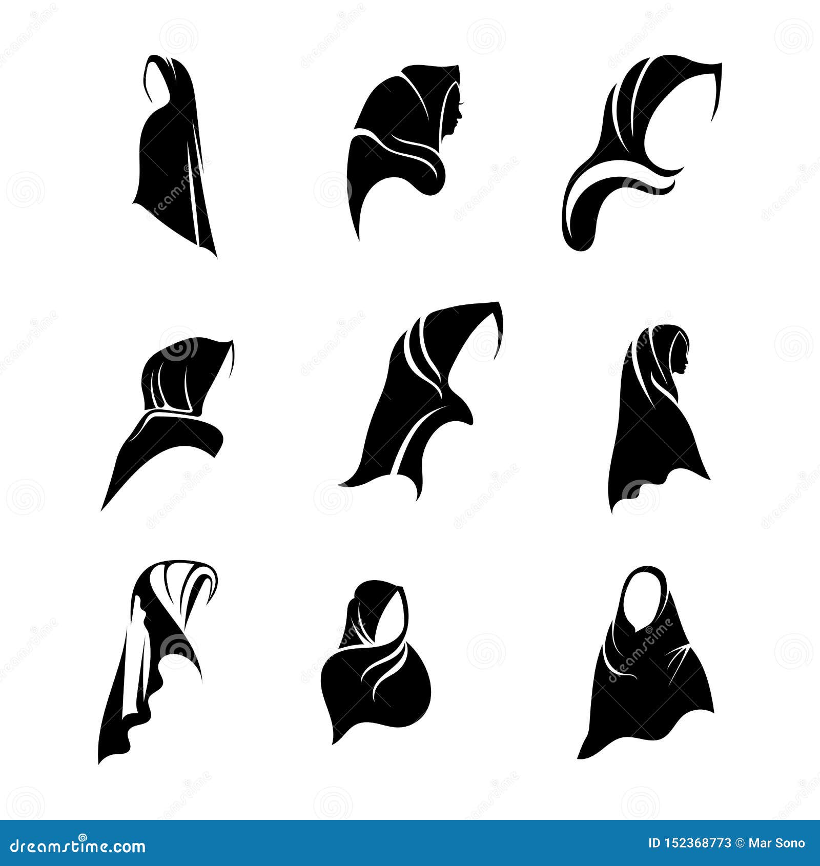 Hijab Women Black Silhouette Vector Icons Stock Vector - Illustration ... Hijab Women Black Silhouette Vector Icons Stock Vector - Illustration ...