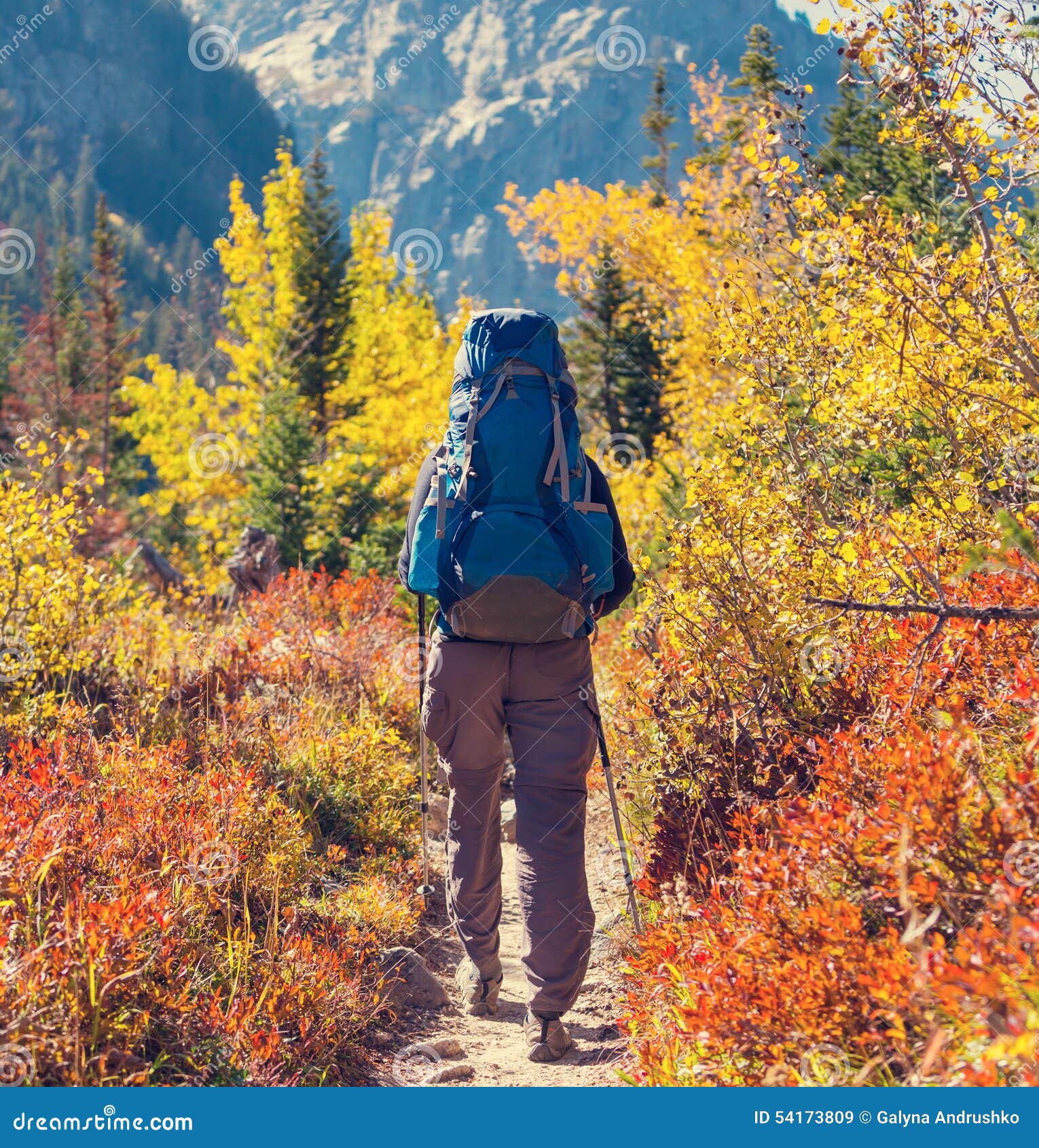 Hike in autumn season stock image. Image of teton, healthy - 54173809