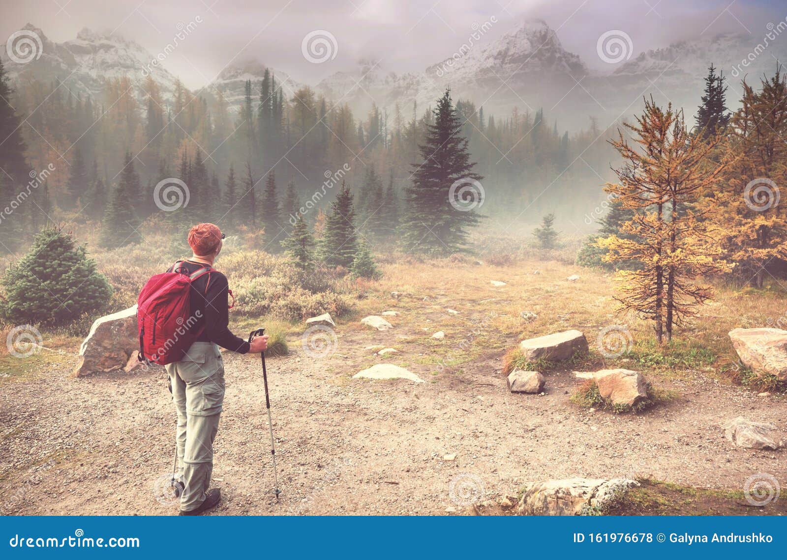 Hike in autumn season stock photo. Image of explore - 161976678