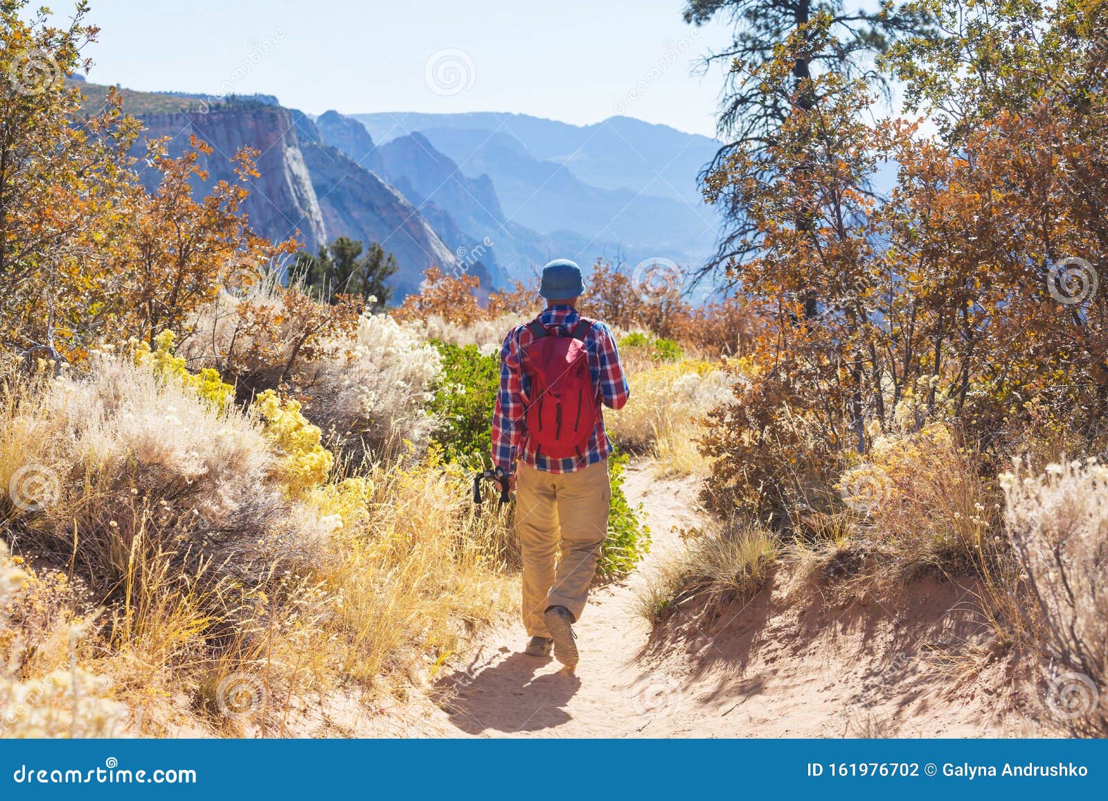 Hike in autumn season stock photo. Image of fall, path - 161976702
