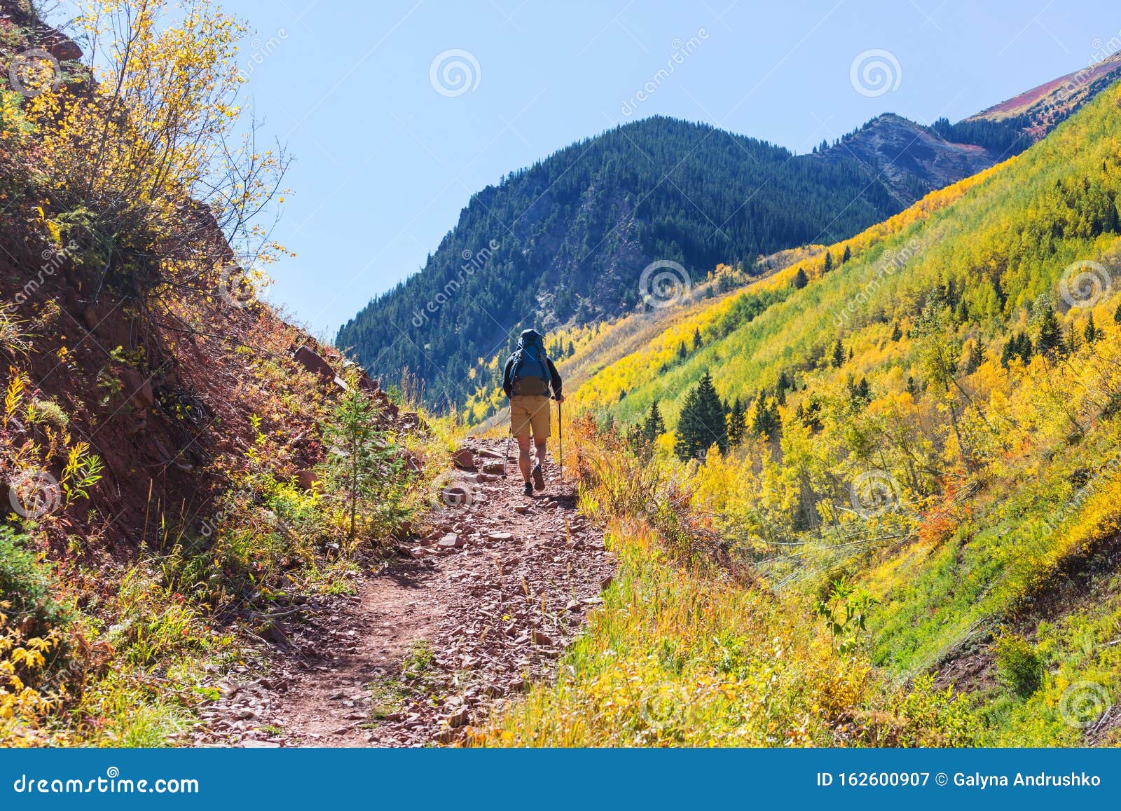 Hike in autumn season stock image. Image of inspiration - 162600907
