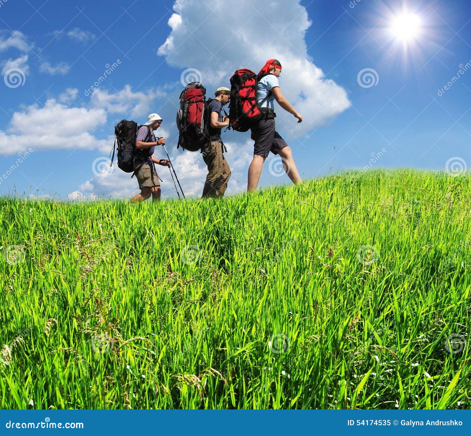 Hike stock image. Image of people, meadow, backpacking - 54174535