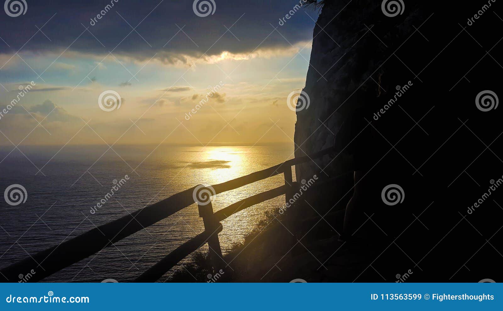 Sunrise on the Cliff side stock image. Image of island - 113563599