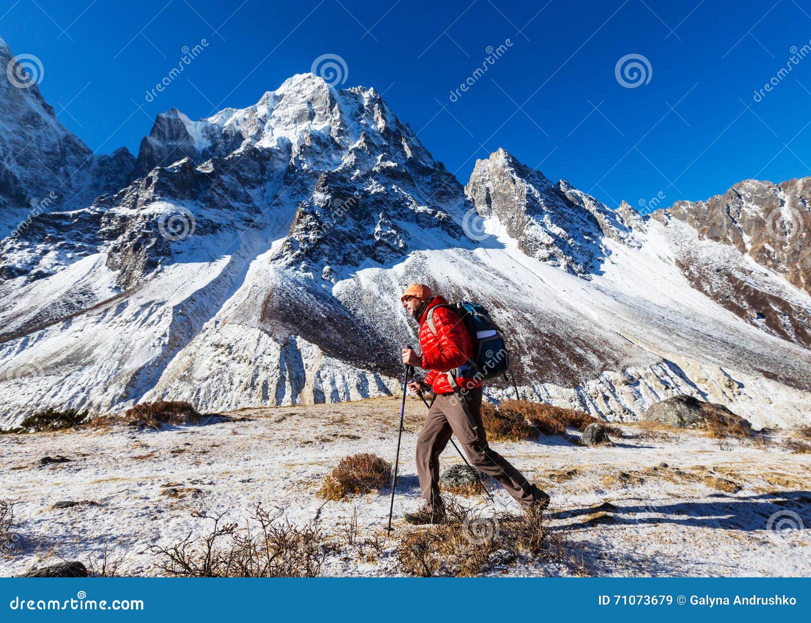 Hike in Himalayas stock image. Image of himalayan, adventure - 71073679