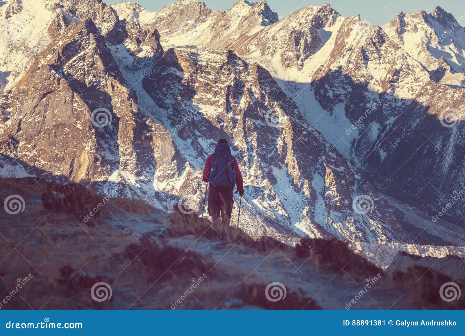 Hike in Himalayas stock image. Image of climbing, backpacker - 88891381