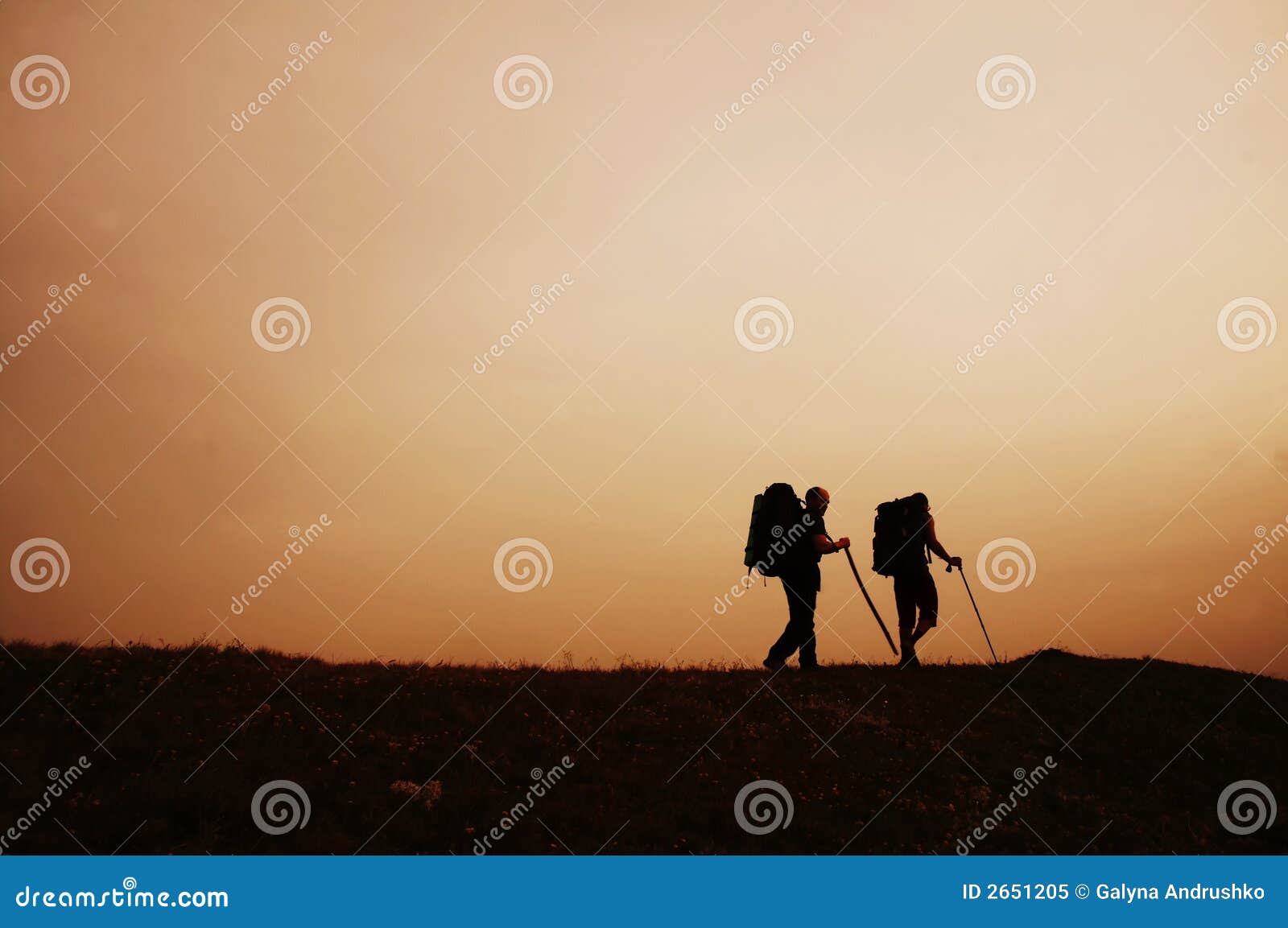 Hike on sunset stock image. Image of backpacker, hikers - 2651205