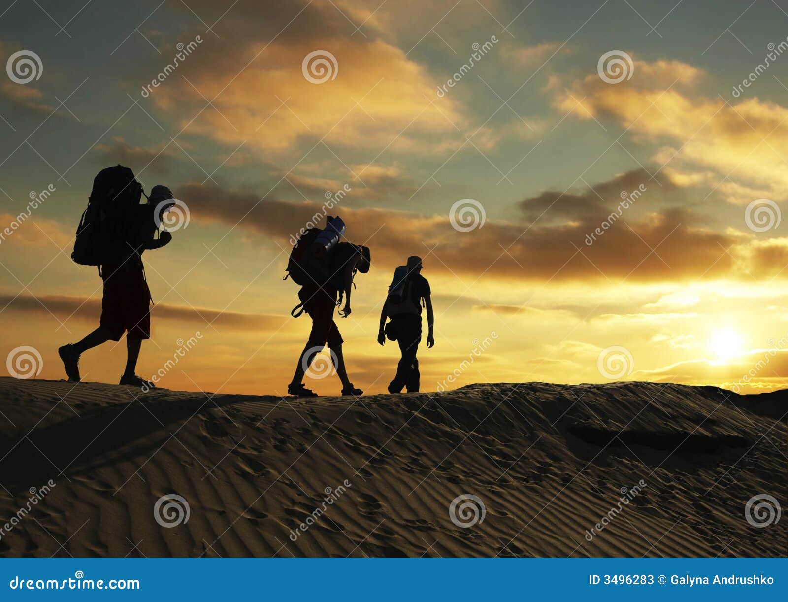 Hike on sunset stock image. Image of hikers, outdoors - 3496283