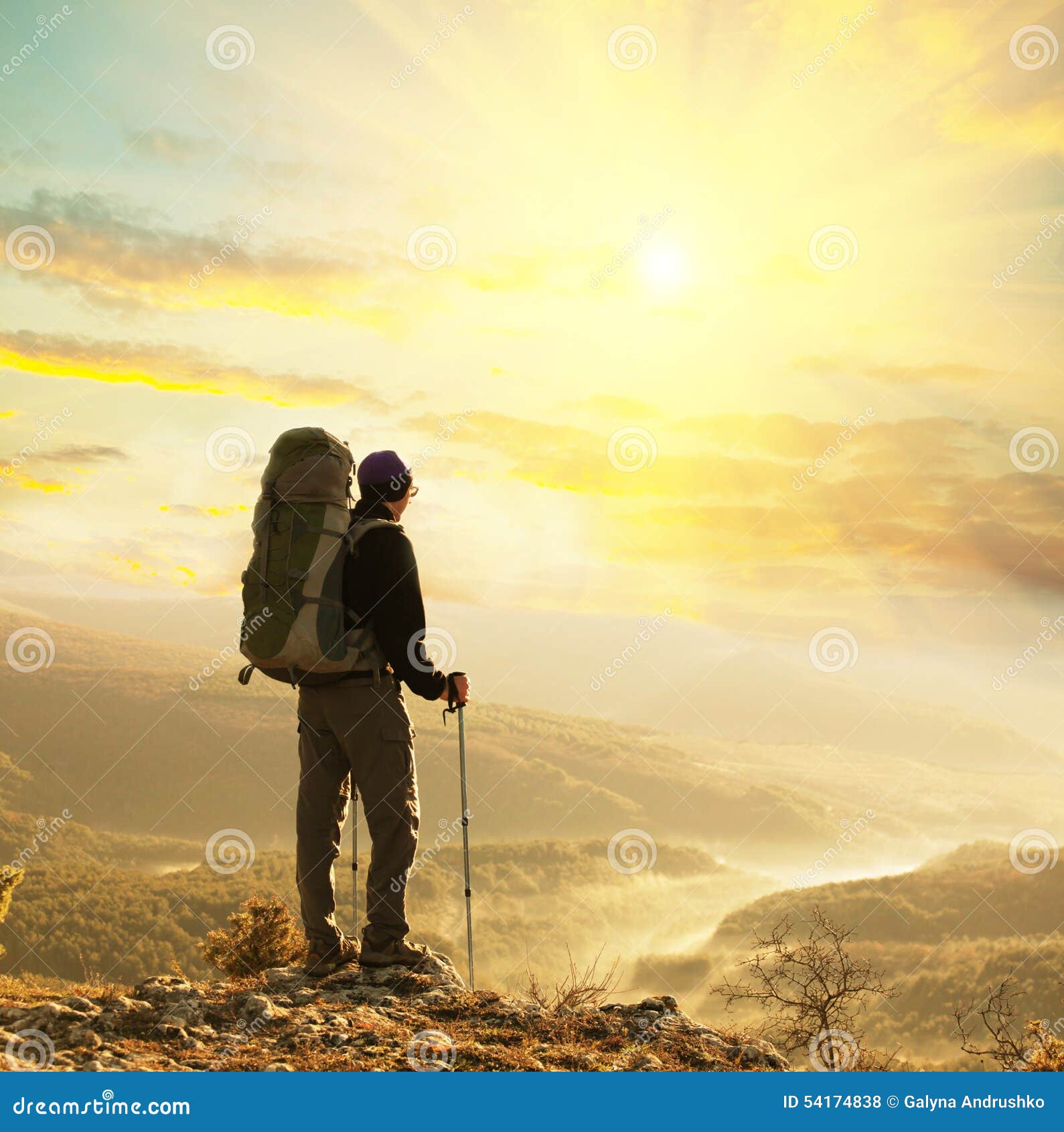 Hike on sunset stock photo. Image of landscapes, mountains - 54174838