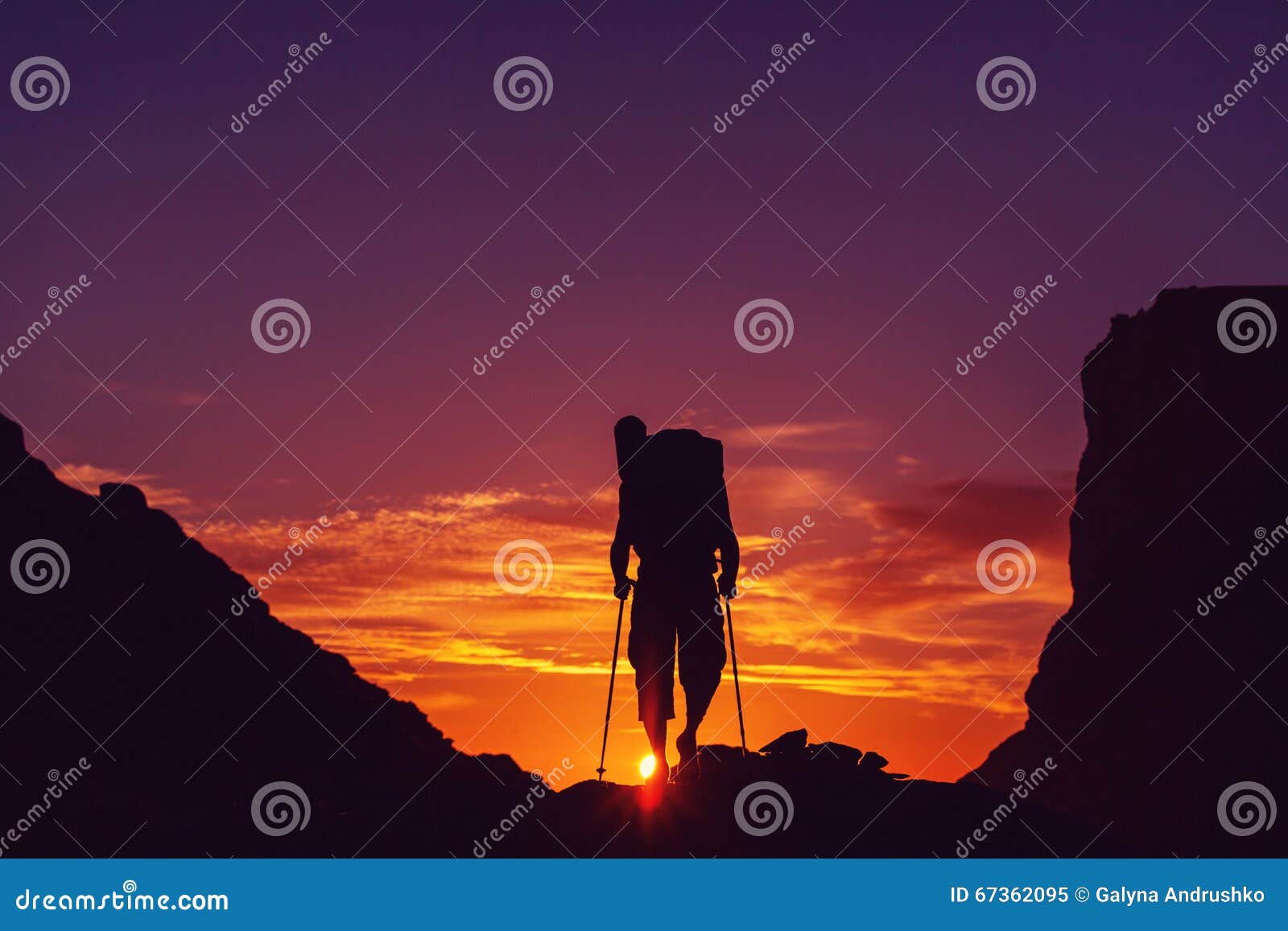 Hike on sunset stock image. Image of people, trek, wanderlust - 67362095